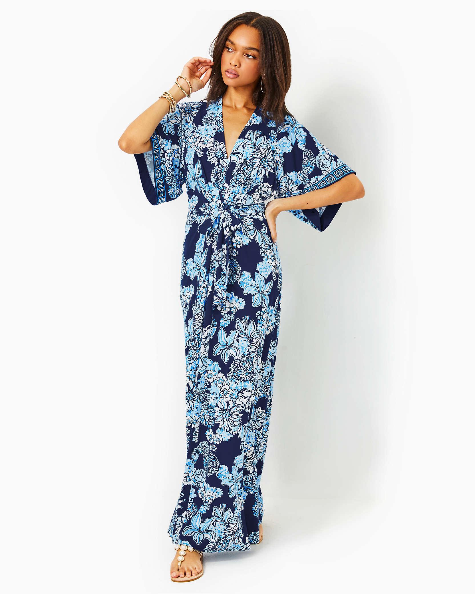 Lilly Pulitzer Wisteria V-neck Maxi Dress in Blue | Lyst