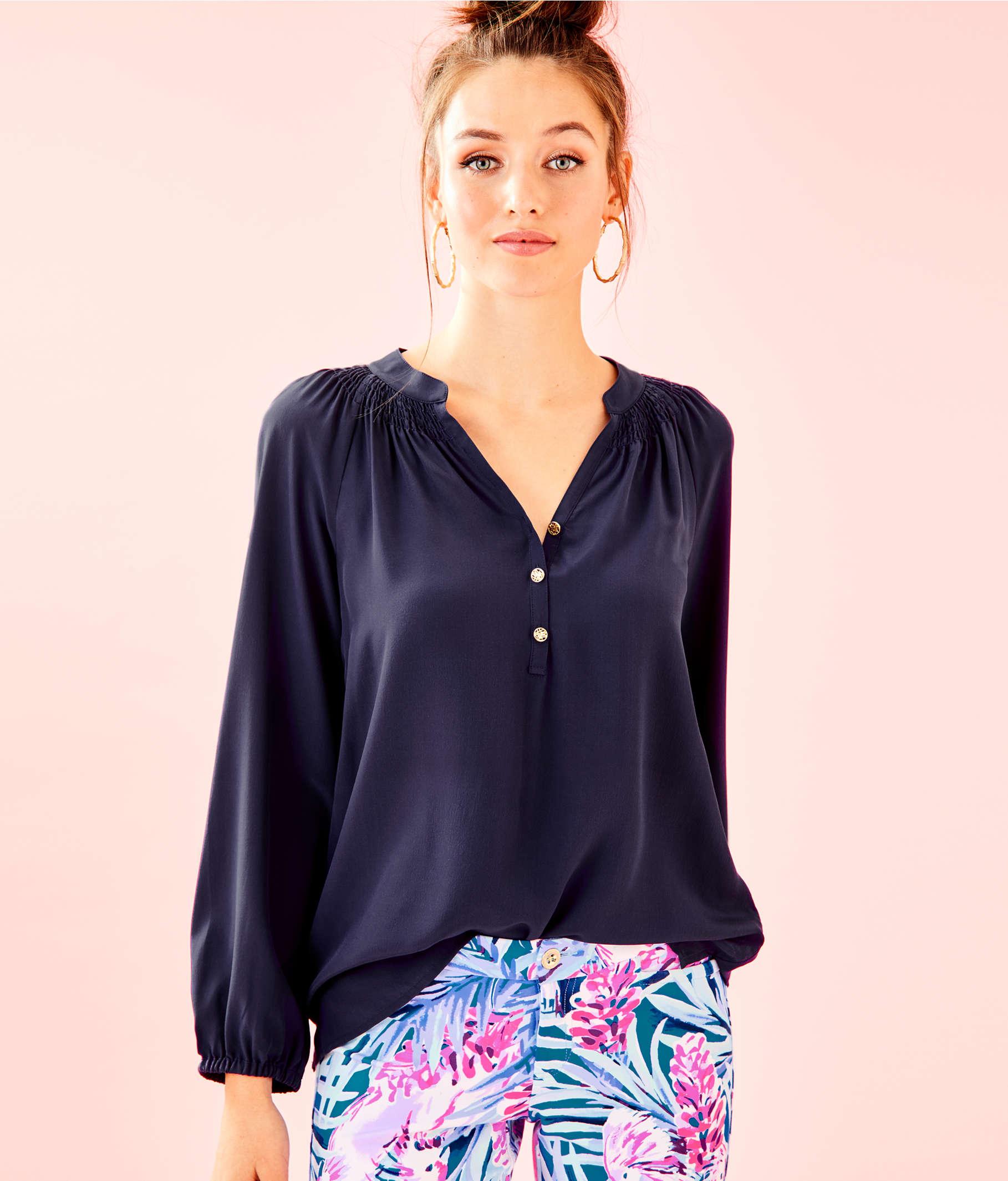 Lilly Pulitzer Womens Elsa Silk Top In Blue Lyst