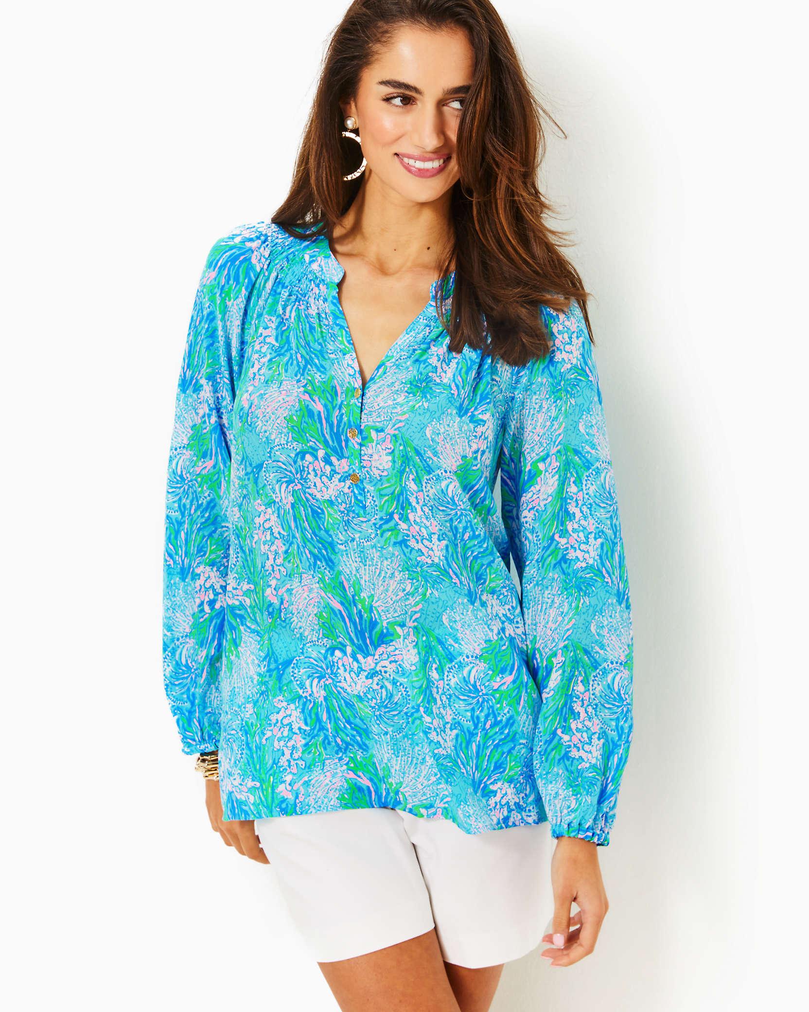 Lilly Pulitzer Elsa Silk Top in Blue | Lyst