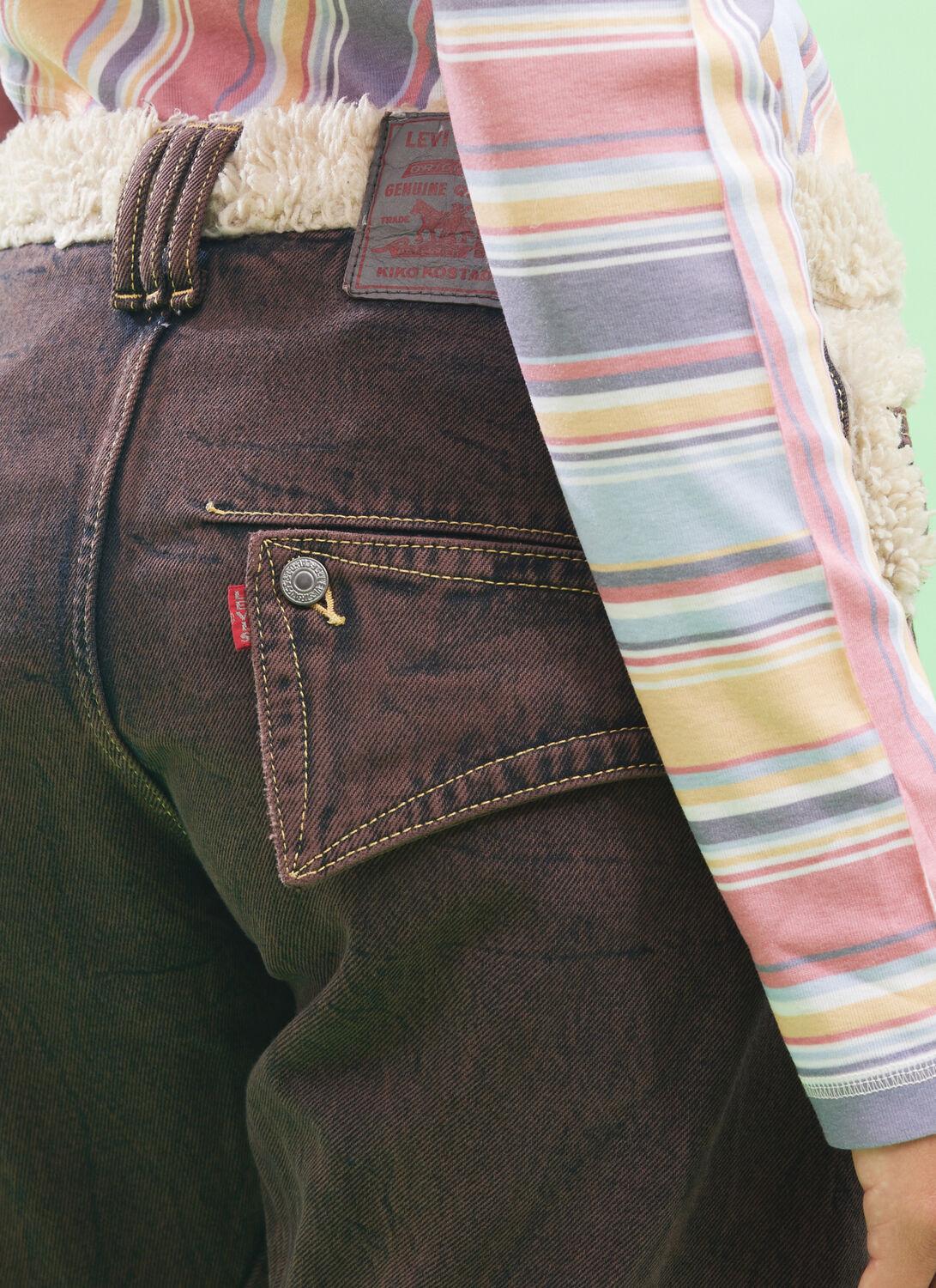 Kiko Kostadinov X Levis Paneled Sherpa Denim Jeans in Green Kiko Kostadinov X Levis Paneled Sherpa Denim Jeans in Green