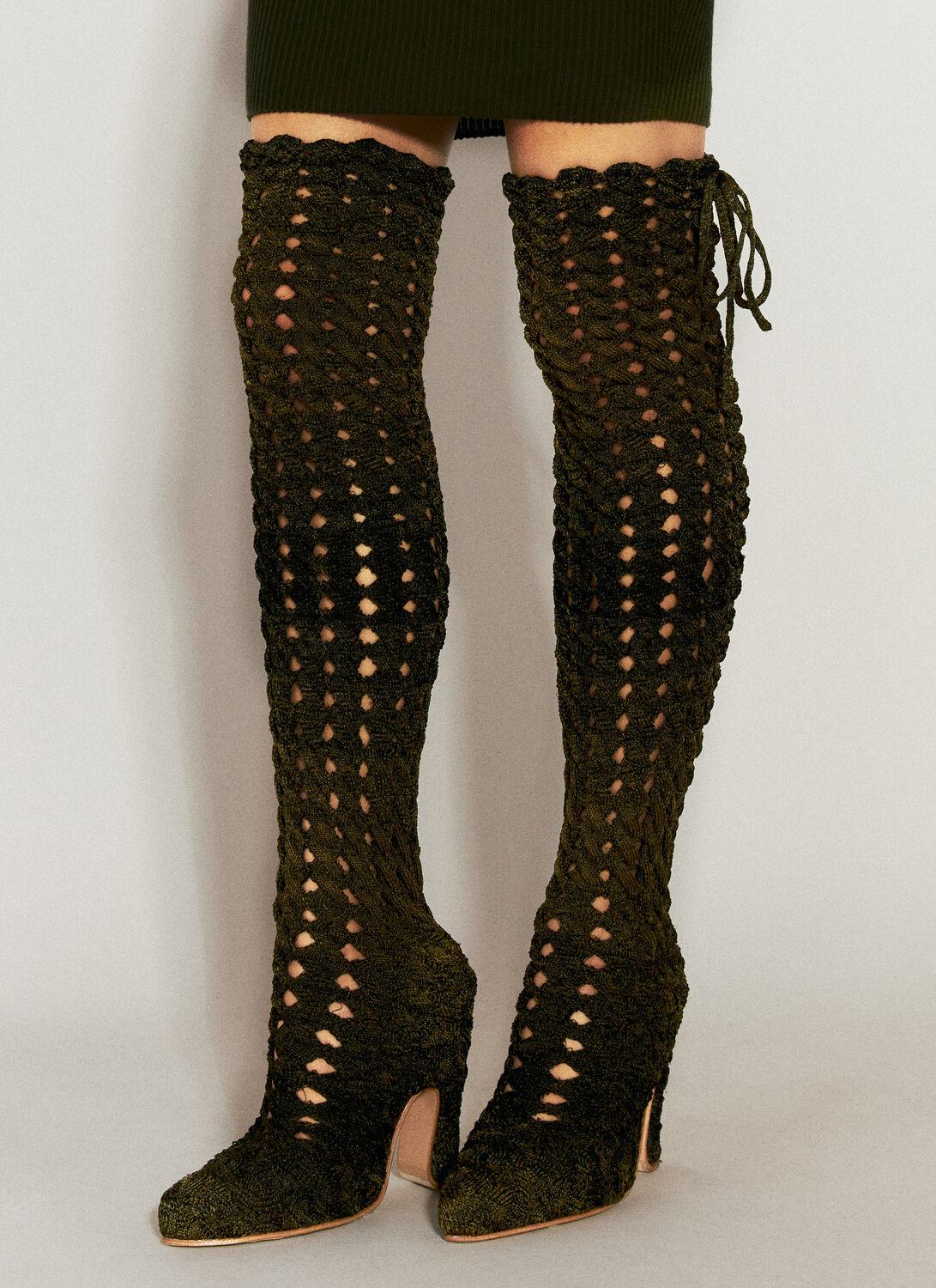 Isa Boulder Spiral Cable Boots in Black | Lyst