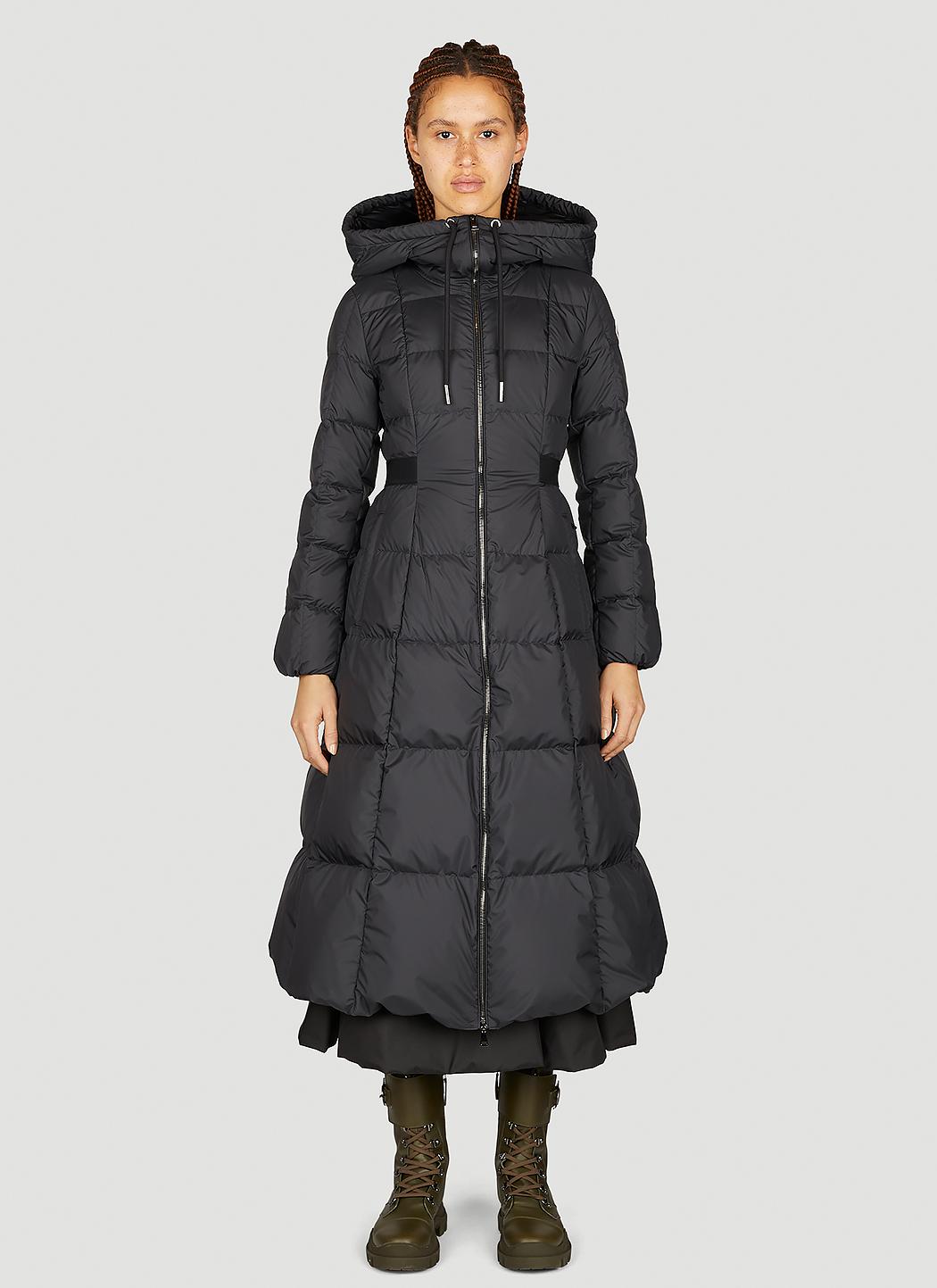 Moncler Faucon Long Down Coat in Black | Lyst UK