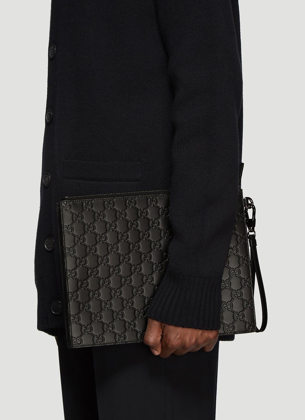 Gucci Leather GG Pouch In Black for Men - Lyst