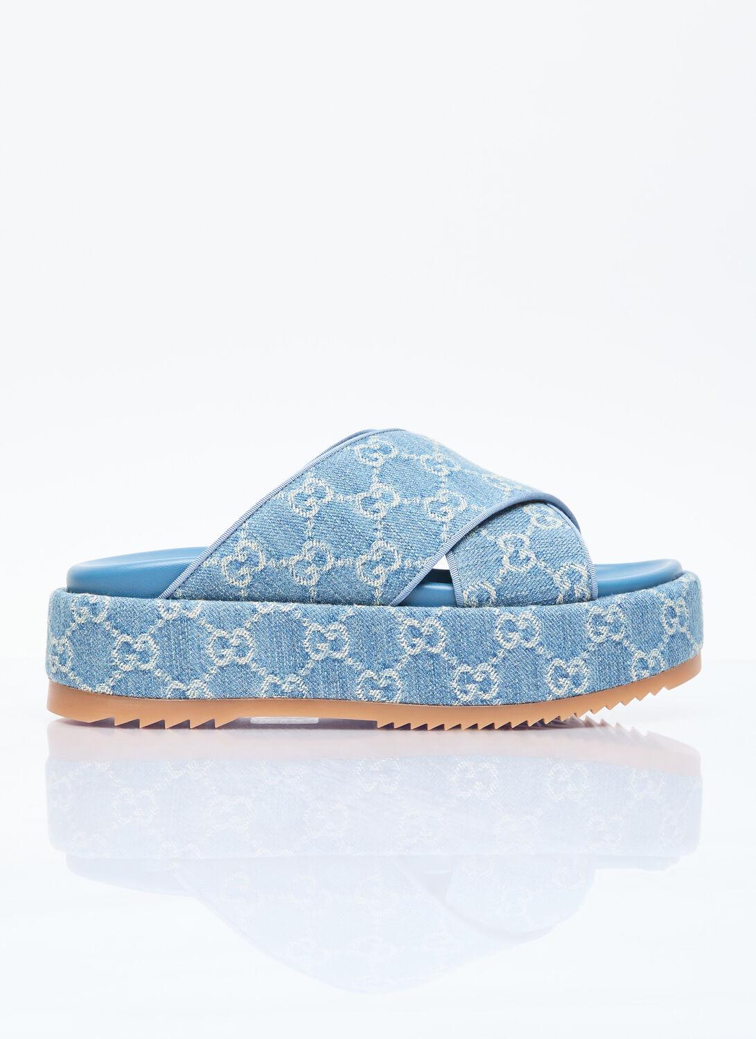 Gucci GG Platform Slide Sandal in Blue | Lyst