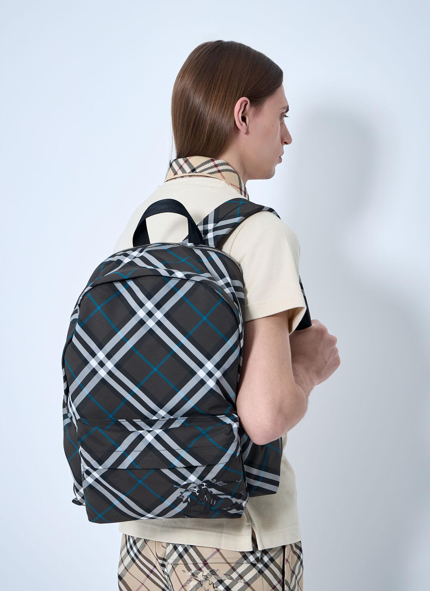 Lyst Burberry London Check Backpack In Blue For Men Burberry Shield