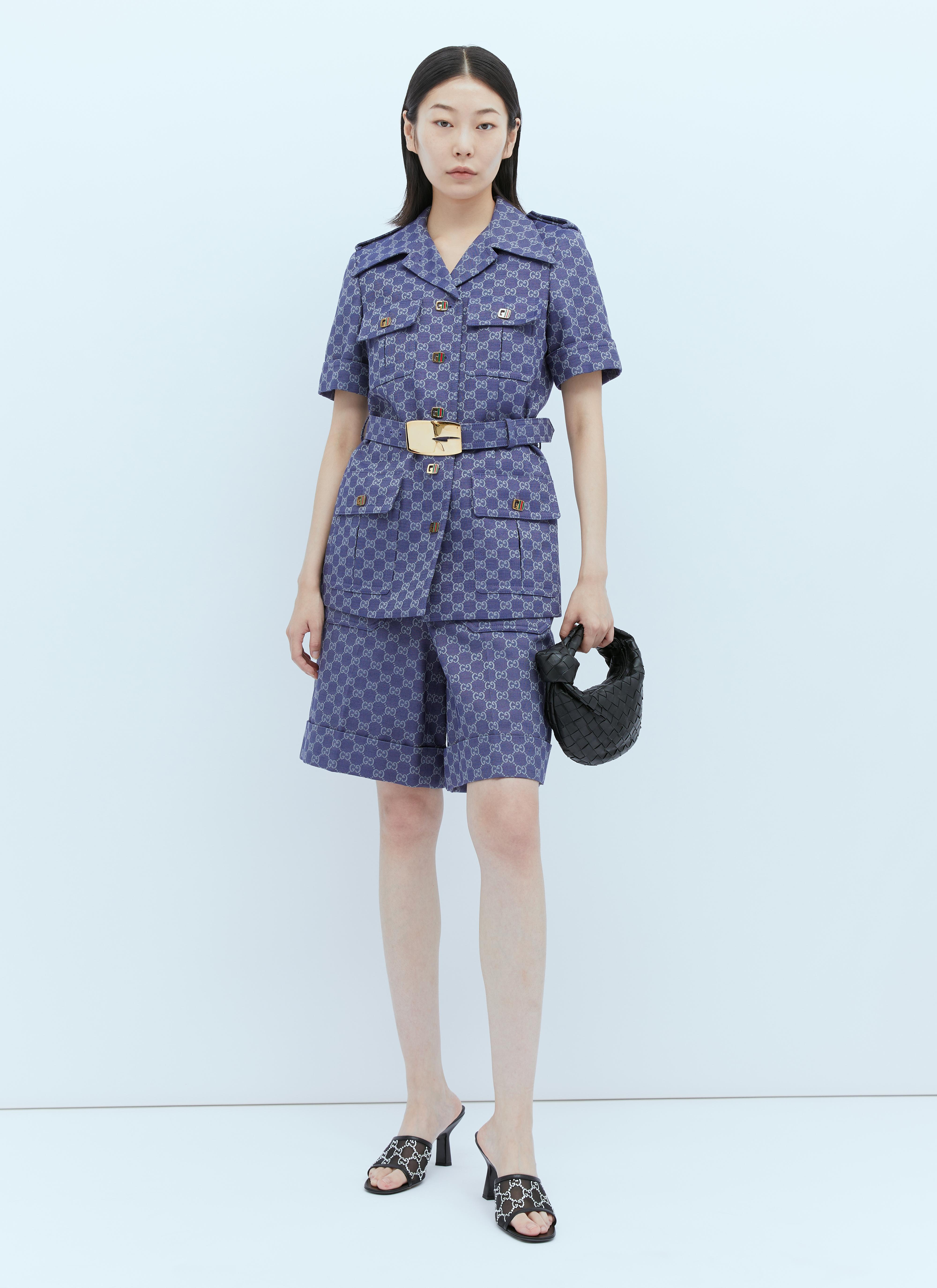 Gucci GG Crystal Embellished Heeled Sandals in Blue | Lyst