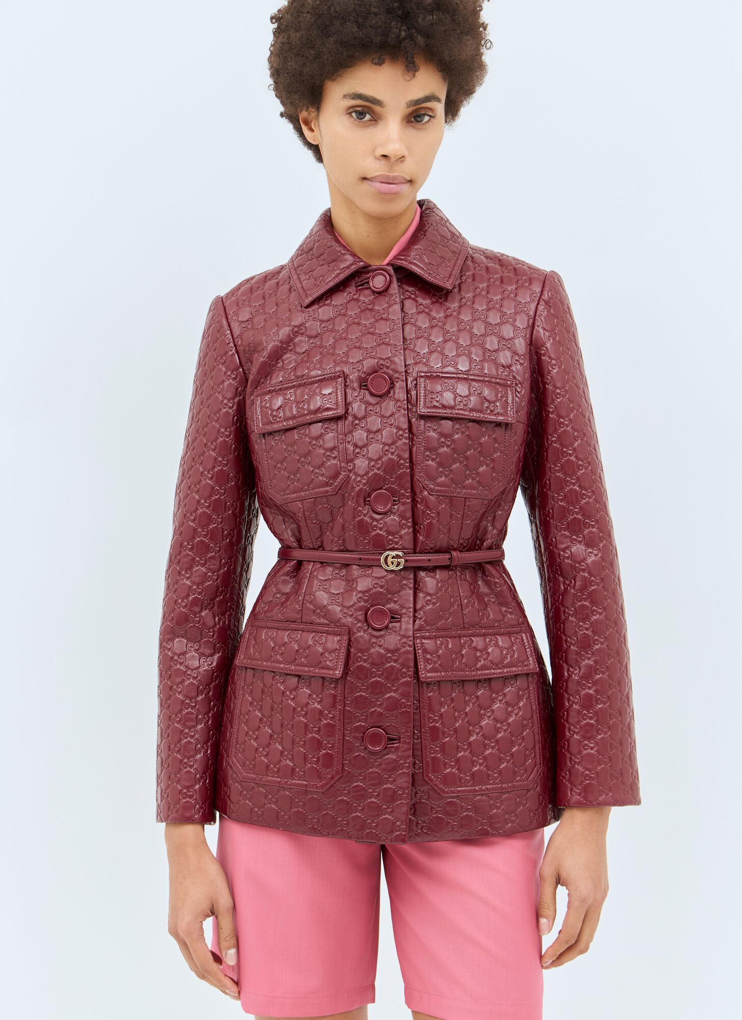 Gucci Interlocking G Leather Jacket in Red | Lyst UK