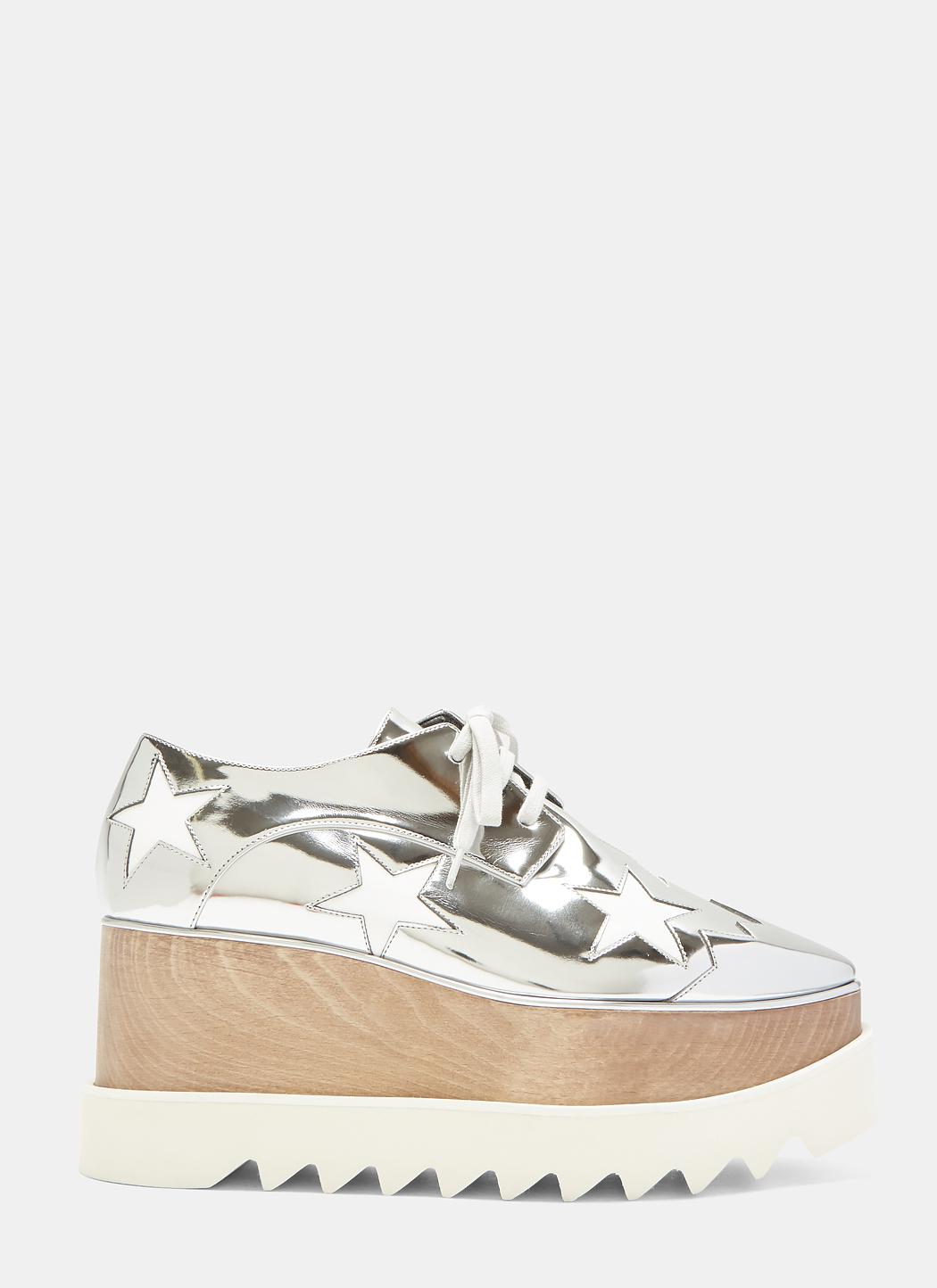 Stella McCartney Elyse Stars Metallic Platform Shoes In Silver | Lyst