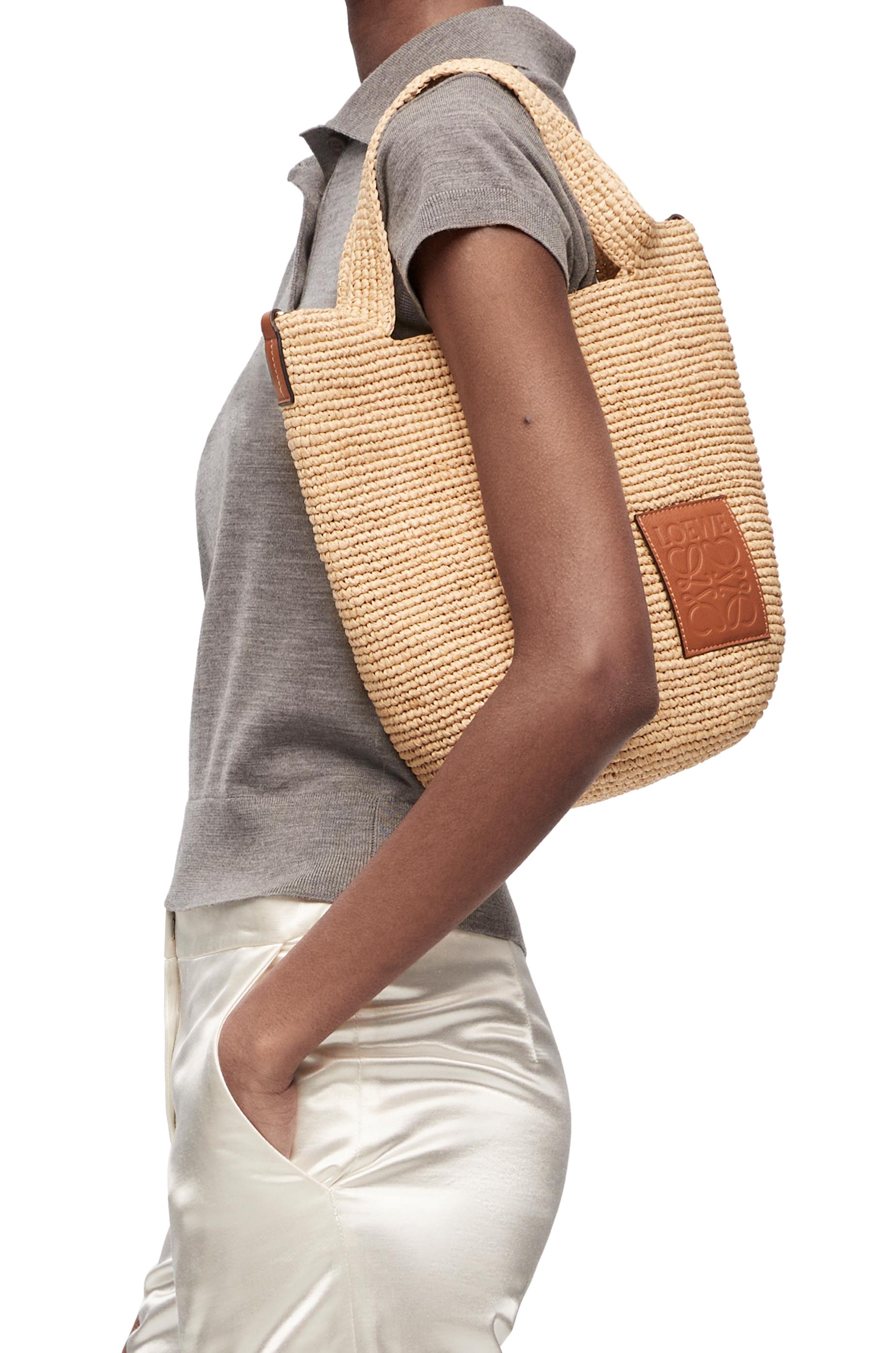 Loewe Luxury Slit Bag In Raffia And Calfskin For in Natural | Lyst