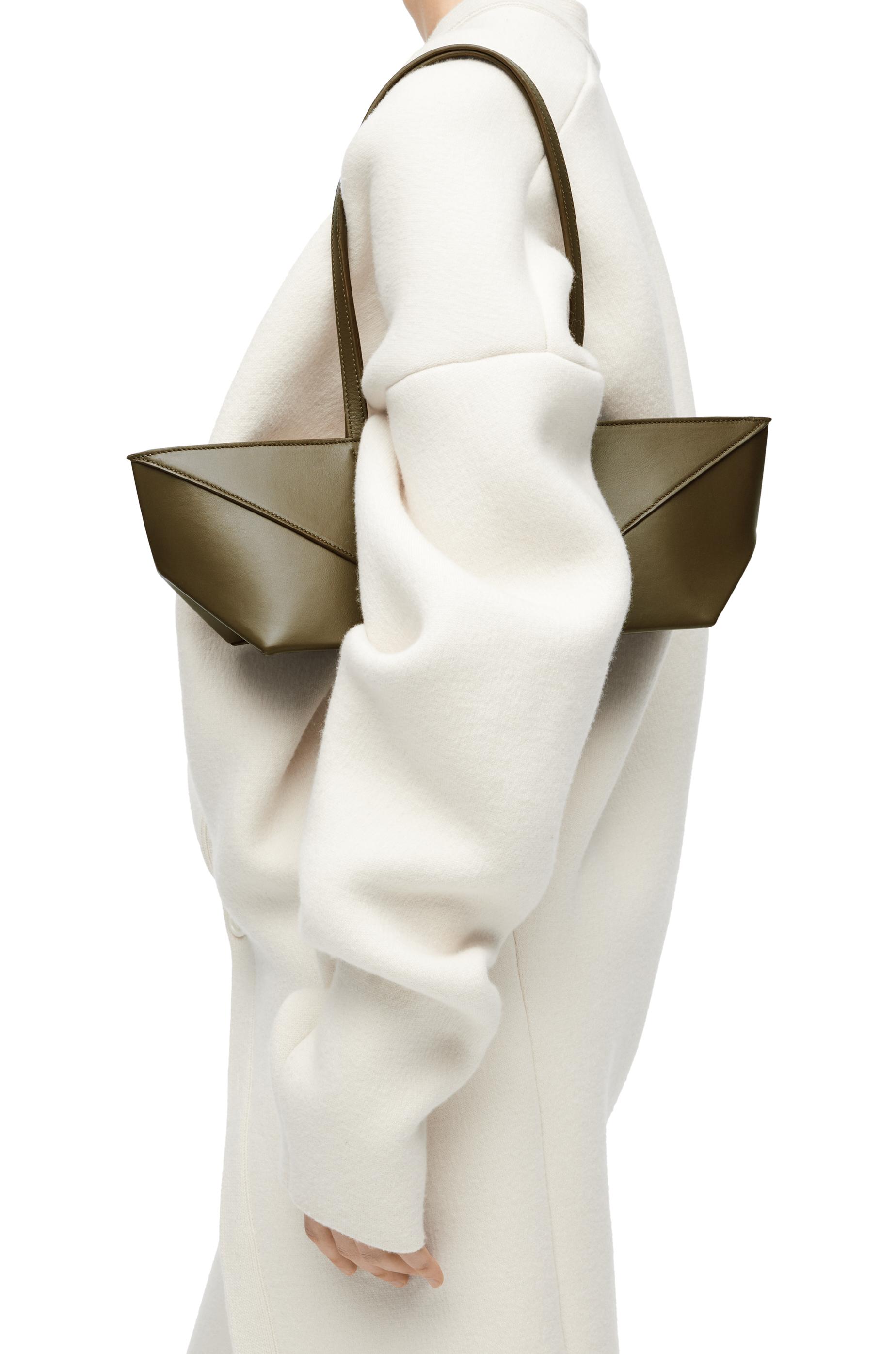 Loewe Luxury Cropped Puzzle Fold Bag In Shiny Calfskin in Green | Lyst