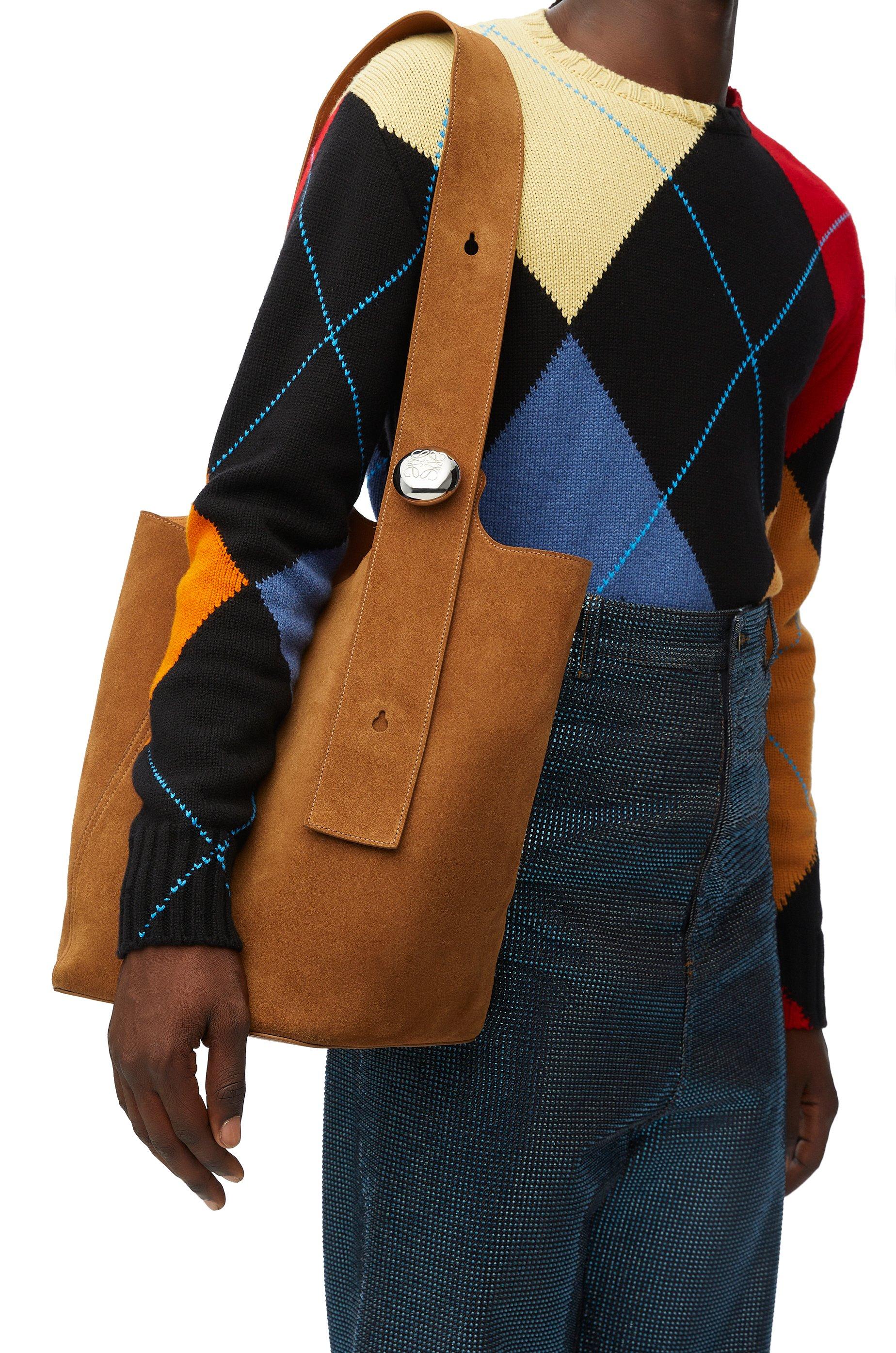 Loewe Luxury Large Pebble Bucket Bag In Suede Calfskin in Blue for Men ...