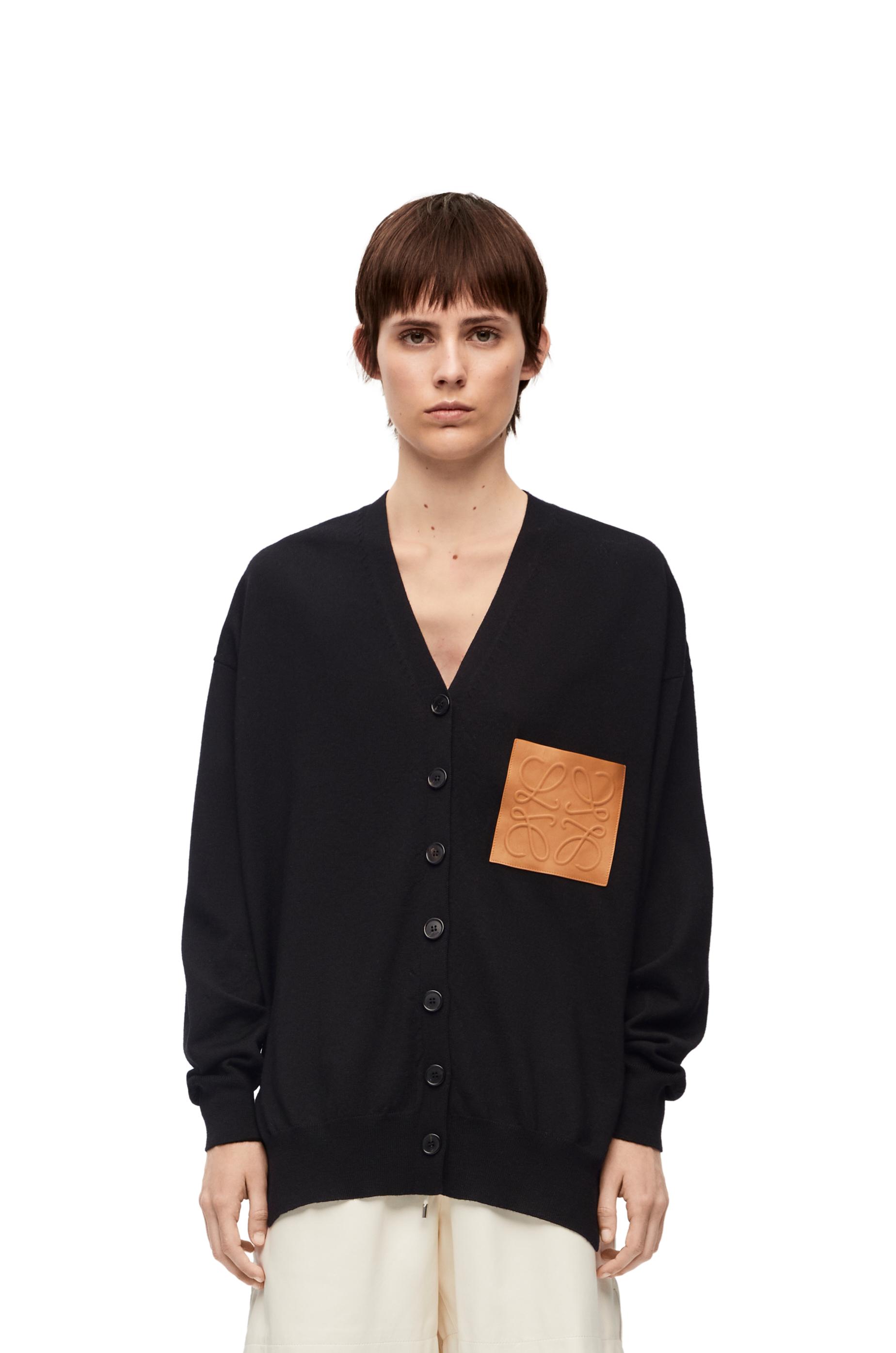 Loewe Cardigan In Wool in Black | Lyst