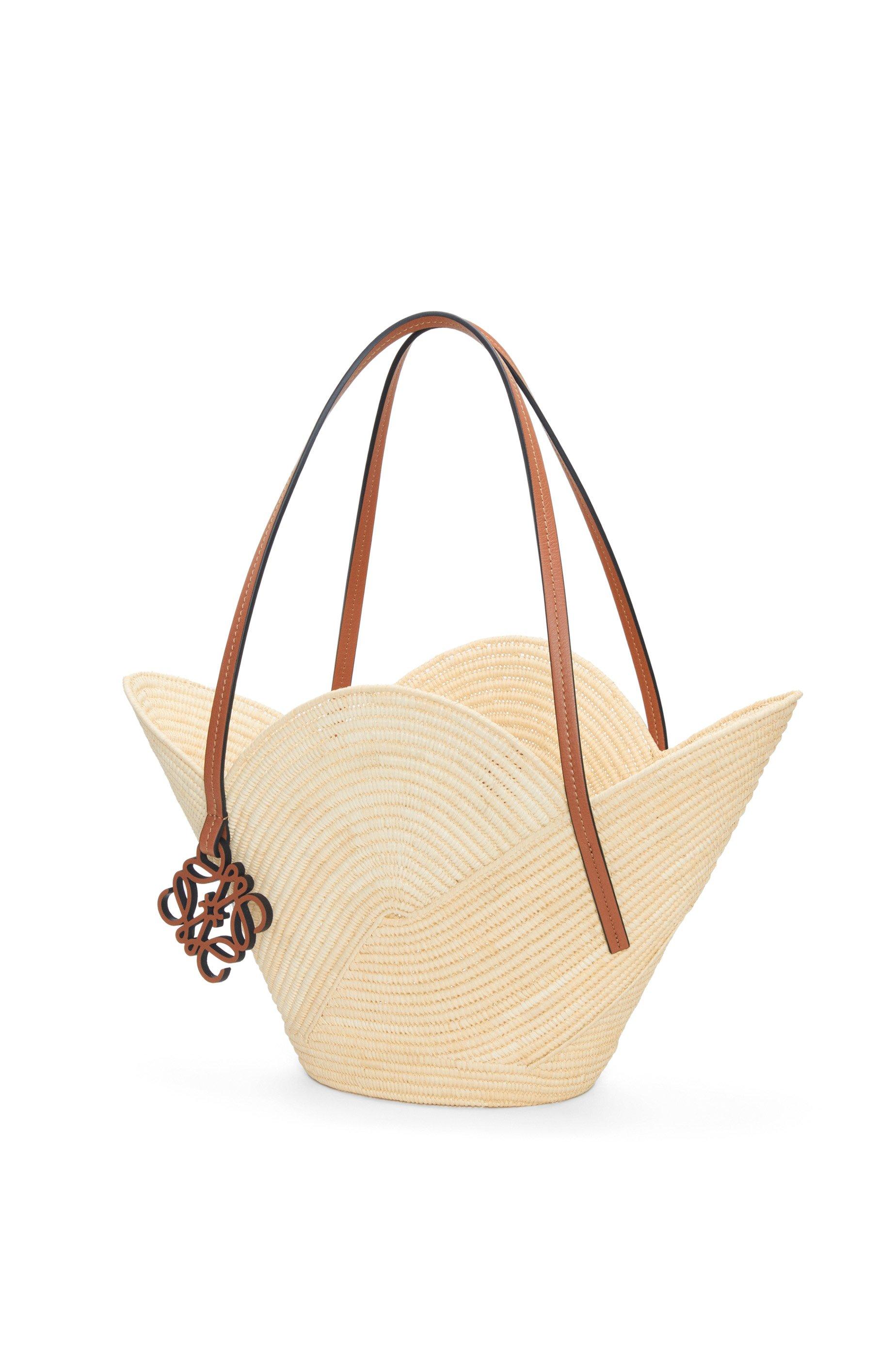 Loewe Petal Basket Bag In Raffia And Calfskin | Lyst