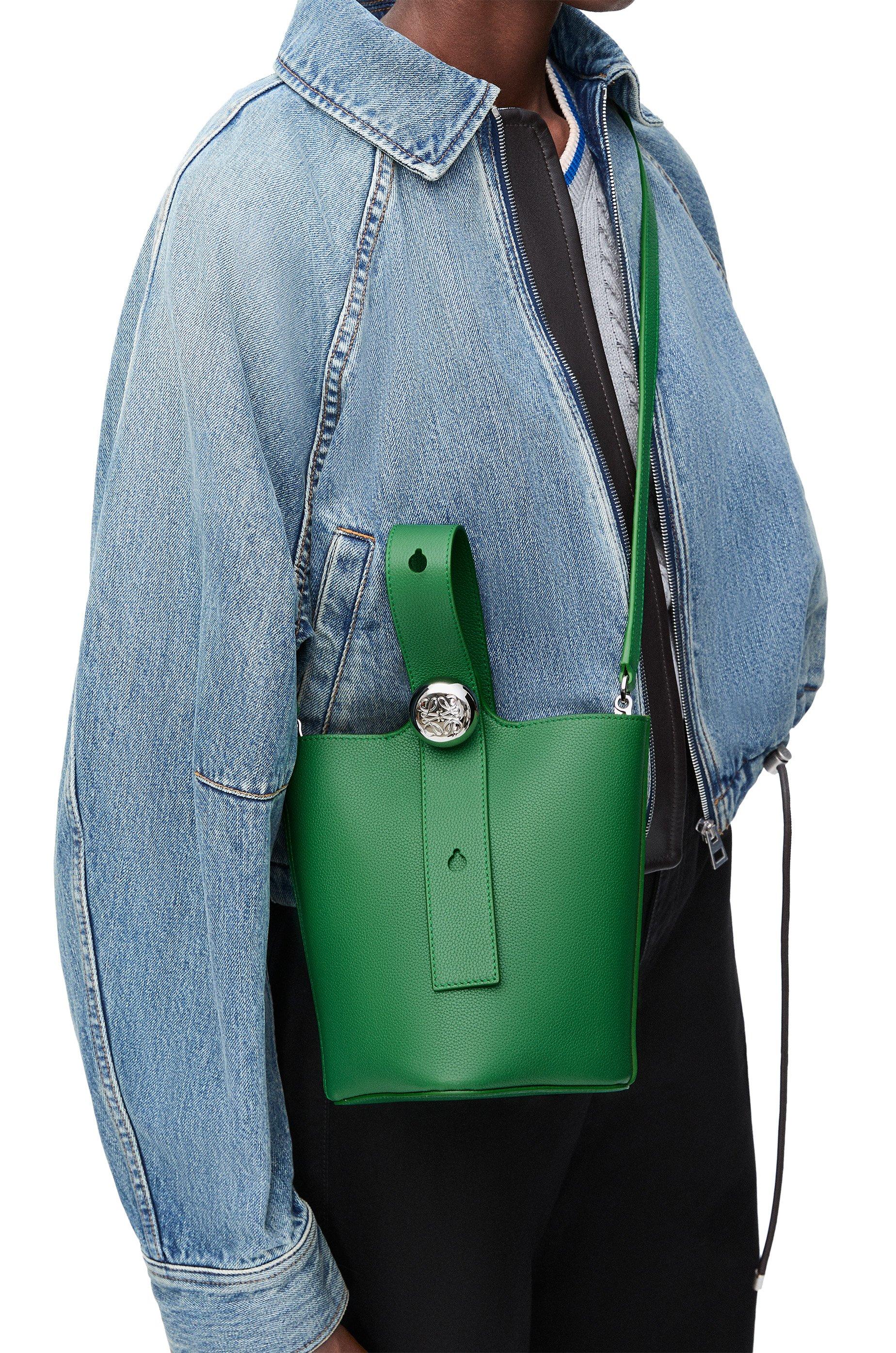 Loewe Luxury Mini Pebble Bucket In Soft Grained Calfskin in Blue | Lyst