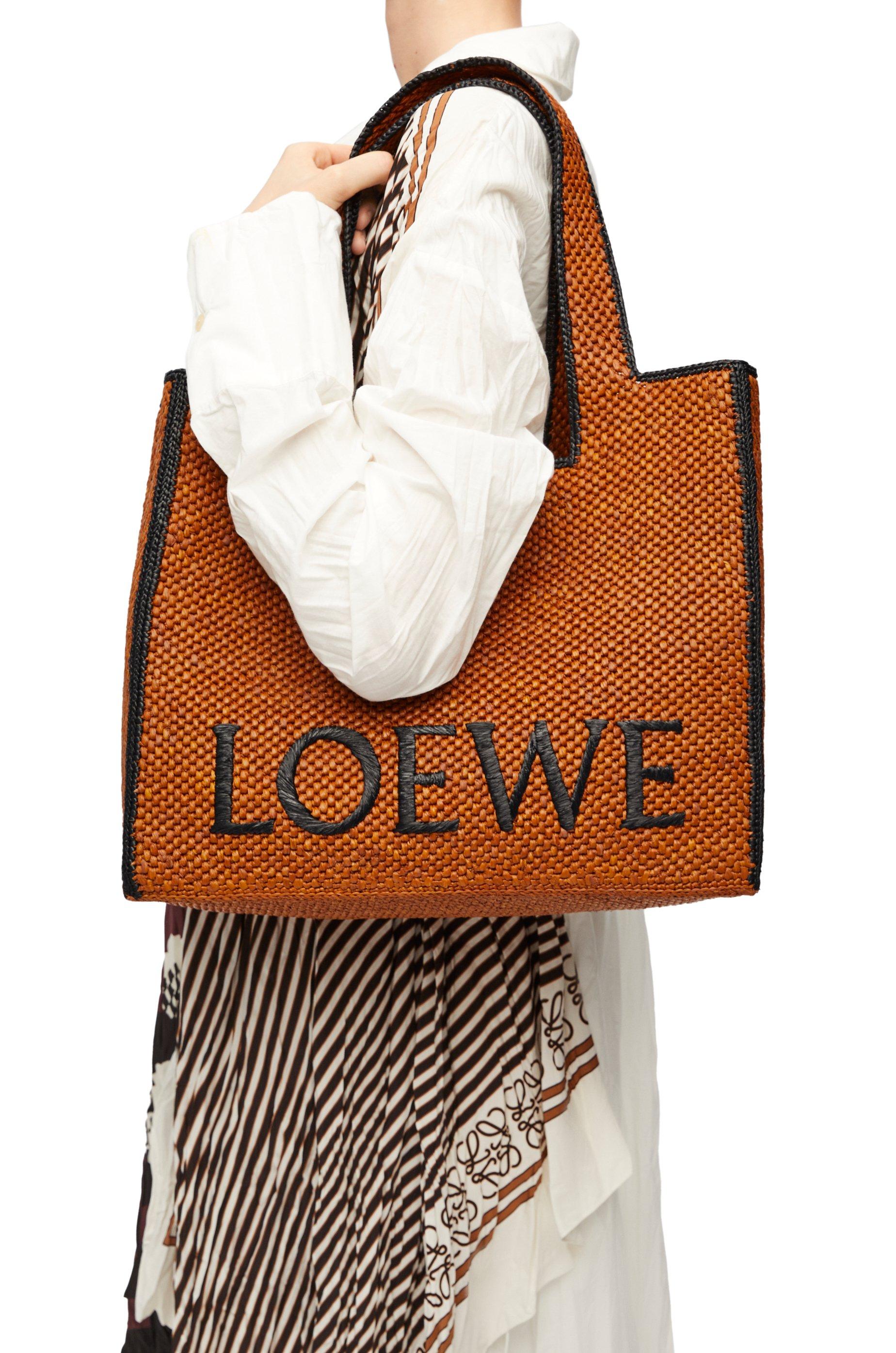 Loewe Large Iconic Font Tote Handbag in Brown | Lyst