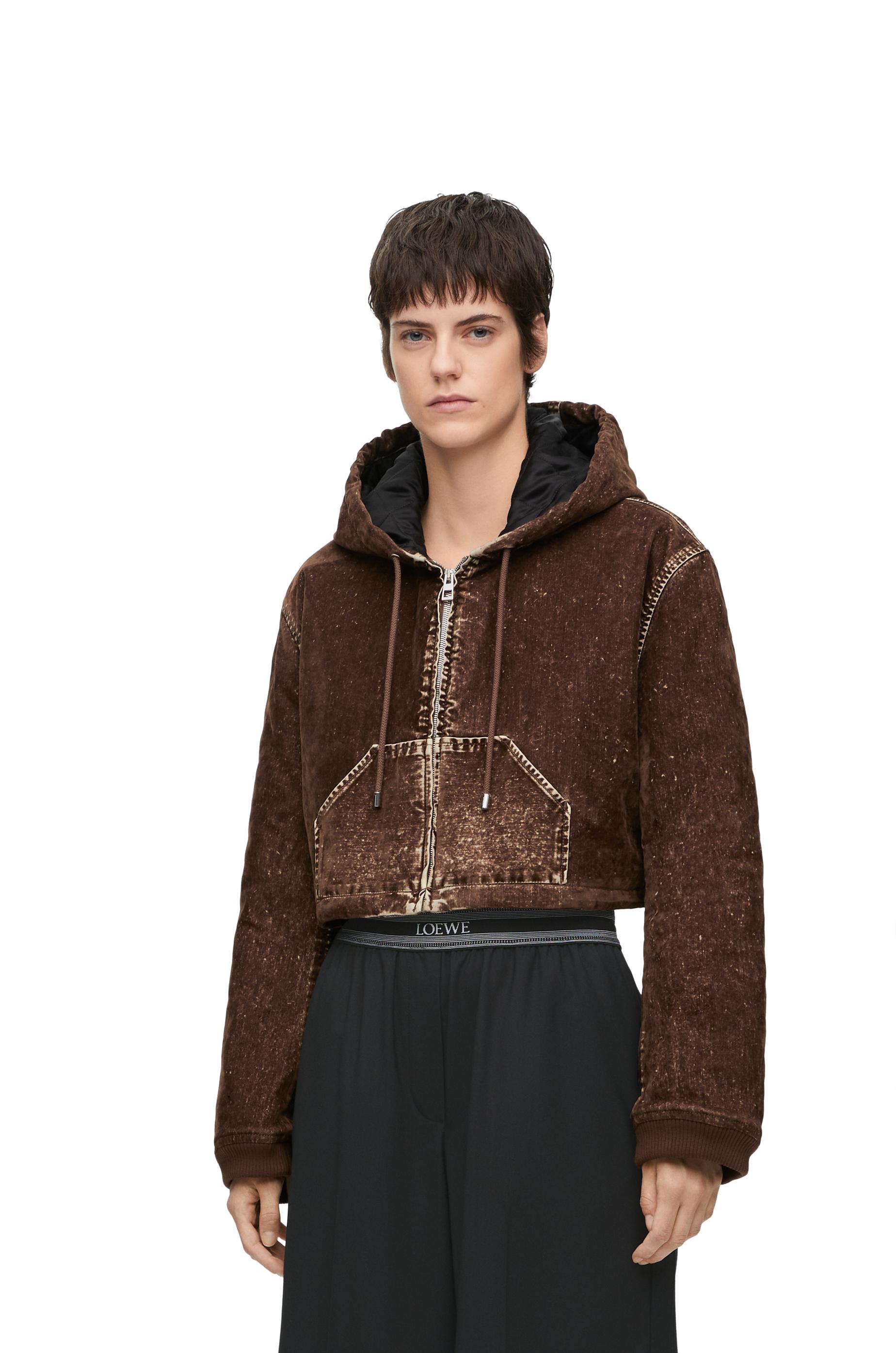 Loewe Cropped Hooded Jacket In Denim | Lyst