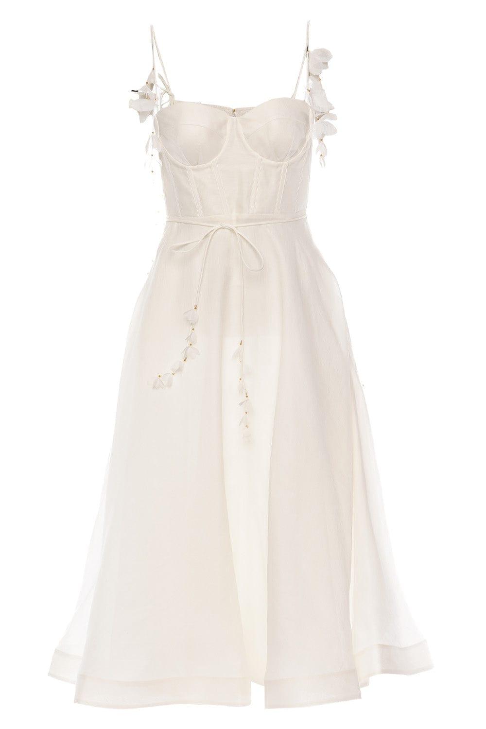 Zimmermann Wonderland Corset Midi Dress In White Lyst Uk