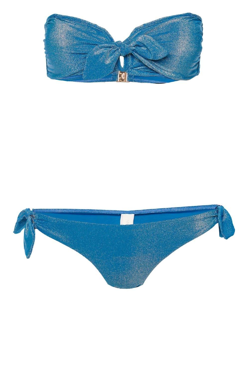 Zimmermann Raie Iris Blue Lurex Tie Bikini Set Lyst
