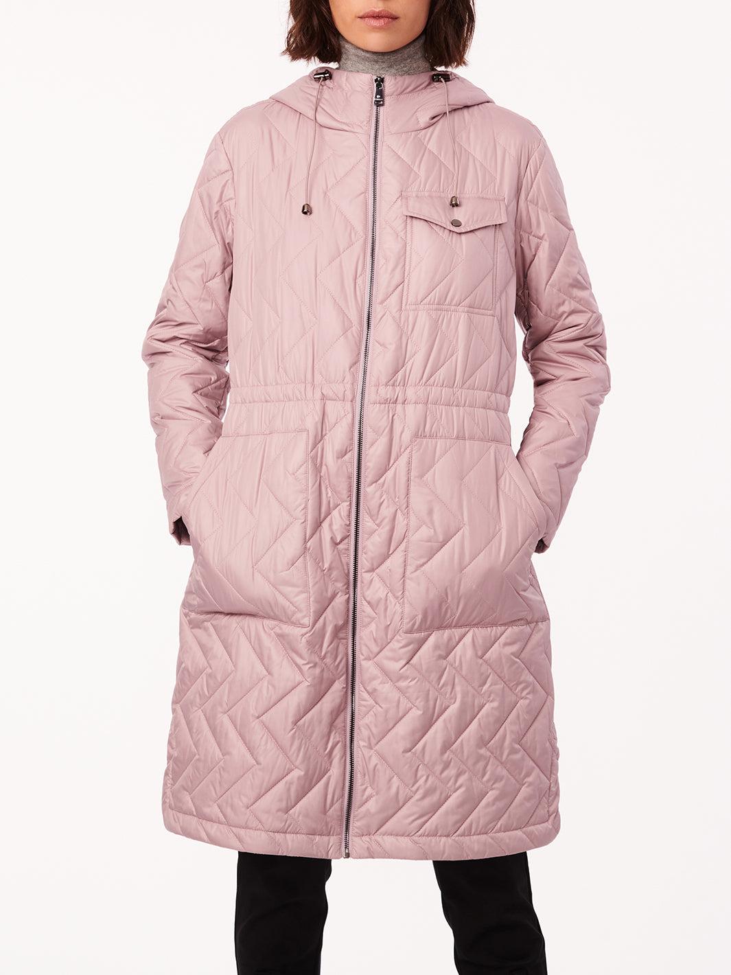 Bernardo Chevron Quilted Anorak Jacket in Pink | Lyst