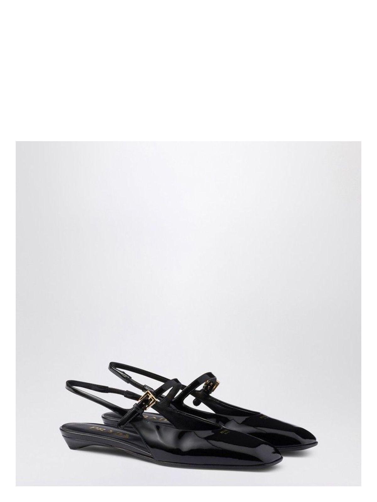 Prada Patent Leather Slingback Ballerina Pumps in White | Lyst