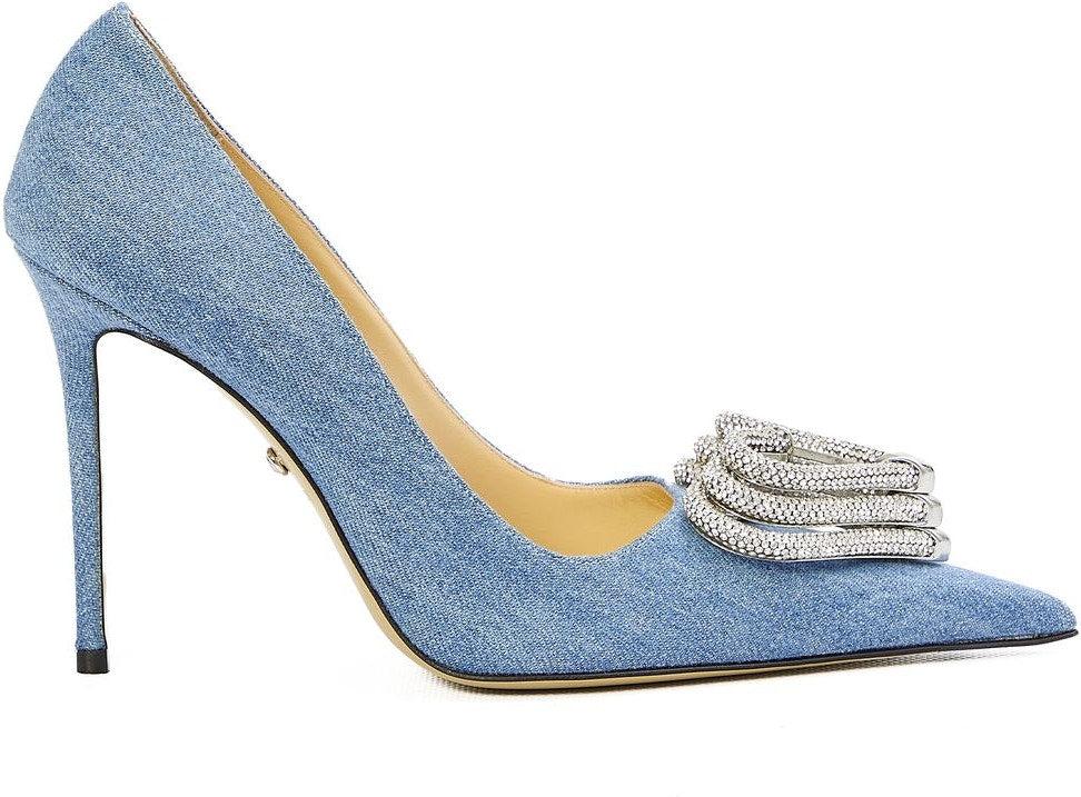 Mach & Mach Triple Heart Denim Pumps in Blue | Lyst