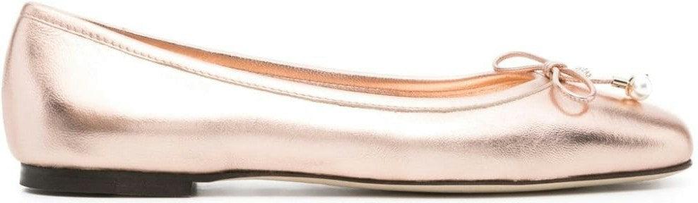 Jimmy Choo Elme Flat Metallic Leather Ballet Flats in Black | Lyst