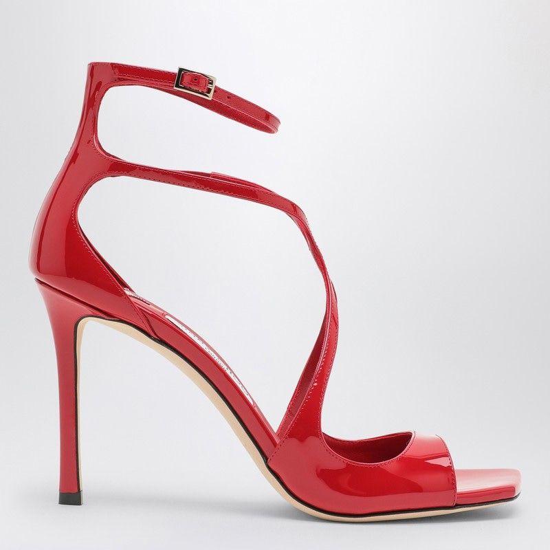 Jimmy Choo Patent Leather Azia 95 Heeled Sandals in Red | Lyst