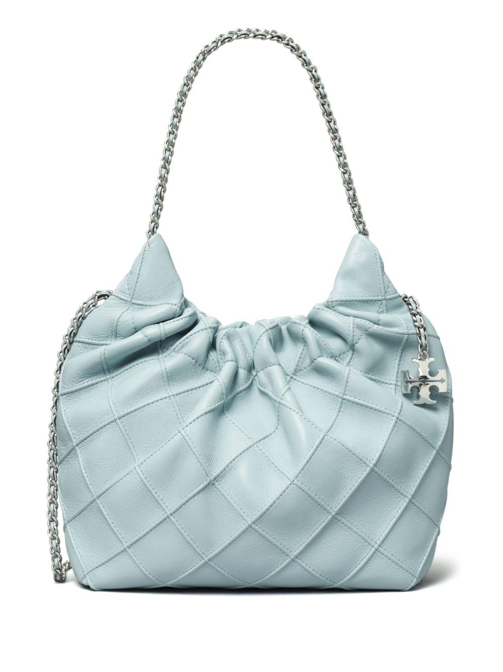 Tory Burch Fleming Mini Leather Hobo Bag in Blue | Lyst