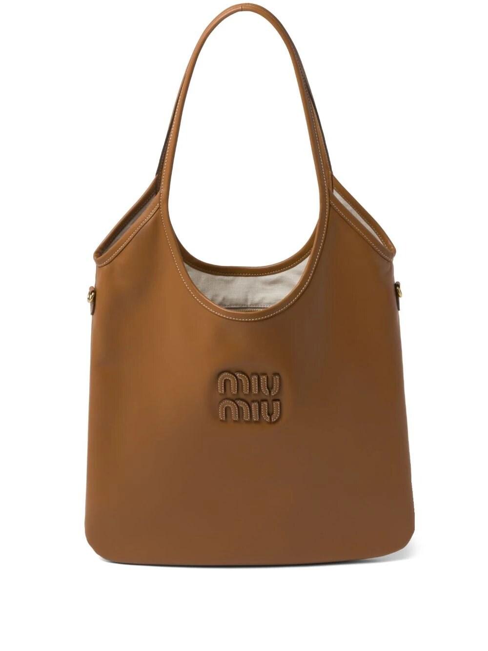 Miu Miu Ivy Leather Bag in Brown | Lyst