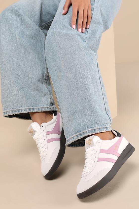 Gola Cyclone And Candy Leather Lace-Up Sneakers in Natural | Lyst