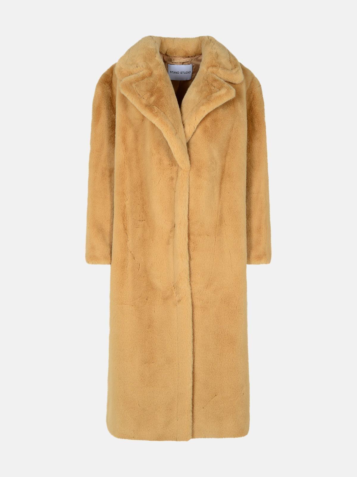 Stand Studio 'maria' Faux Fur Coat in Yellow | Lyst