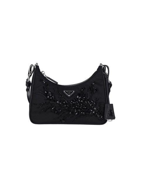 Prada Re-Edition 2005' Rhinestone Crossbody Bag in Black | Lyst