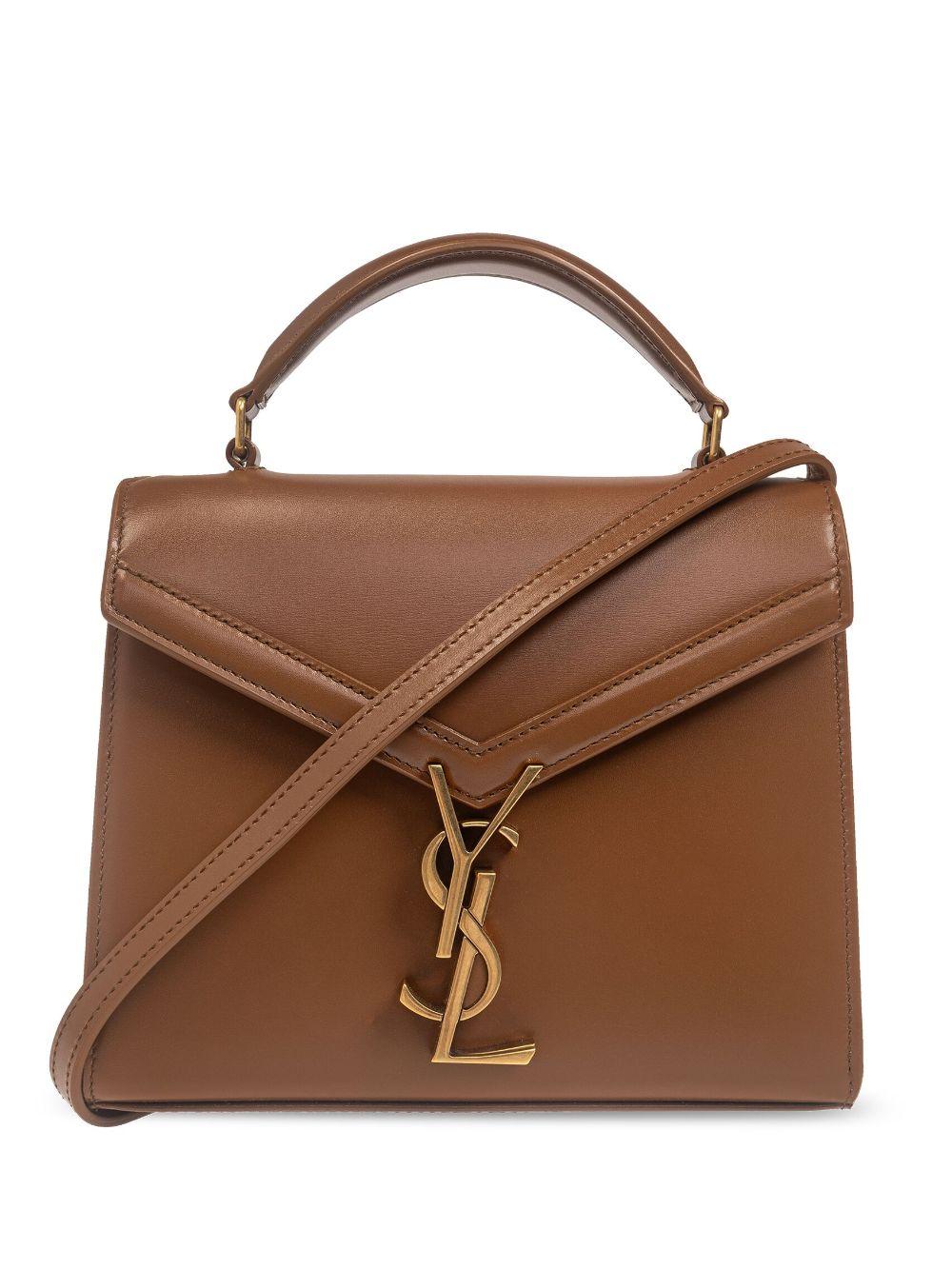Saint Laurent Cassandra Mini Leather Crossbody Bag in Brown | Lyst