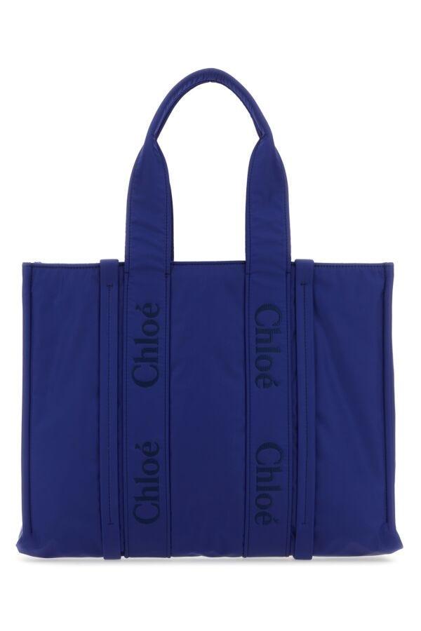 Chloé Fabric Large Woody Shopping Bag in Blue | Lyst