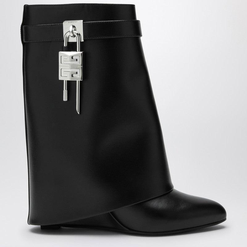 Givenchy Leather Shark Lock Wedge Booties in Black | Lyst