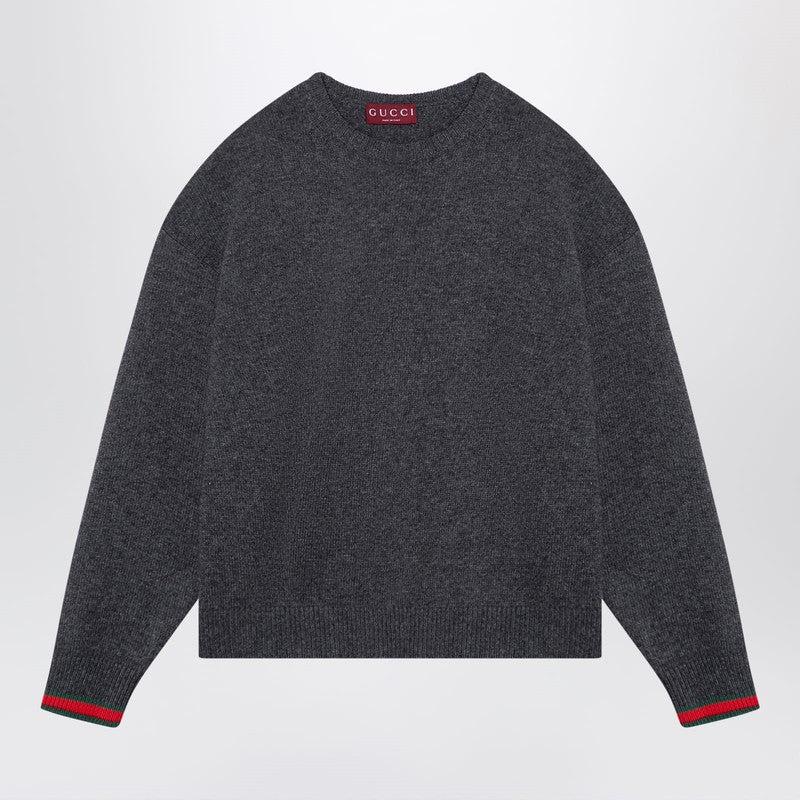 Gucci Dark Wool And Cashmere Jumper in Black | Lyst