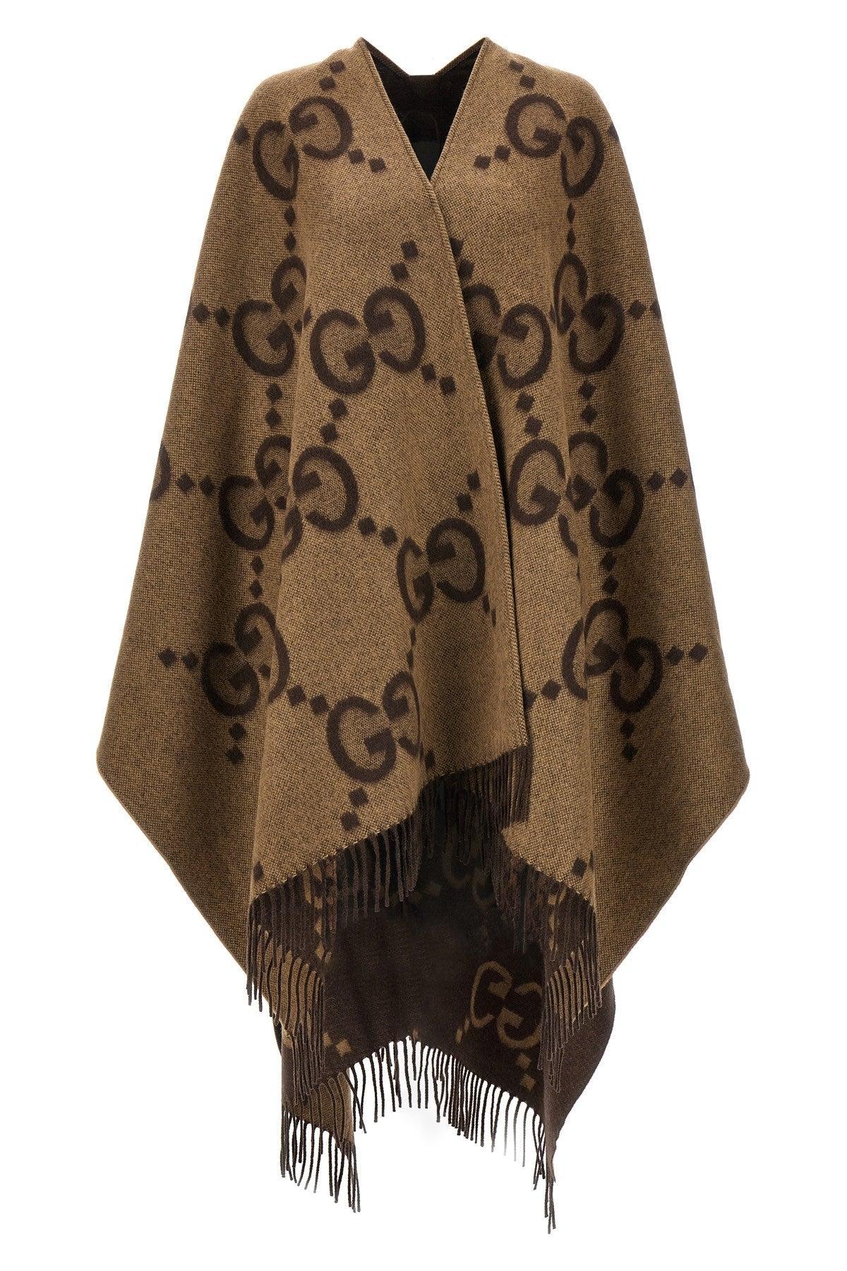 Gucci 'Jumbo Gg' Reversible Cape in Brown | Lyst