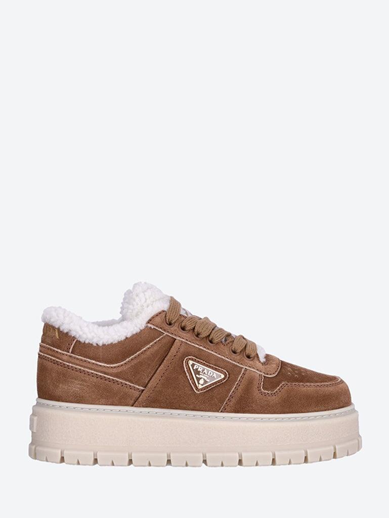 Prada Suede Fur Linig Sneakers in Brown | Lyst
