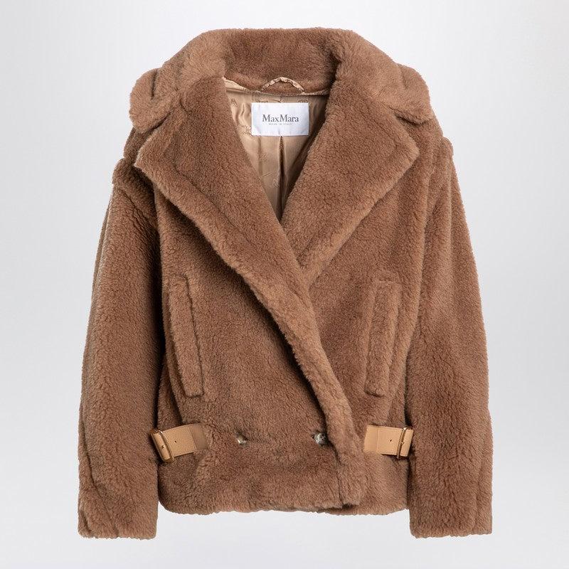 Max Mara Teddy Fabric Biker Jacket in Brown | Lyst