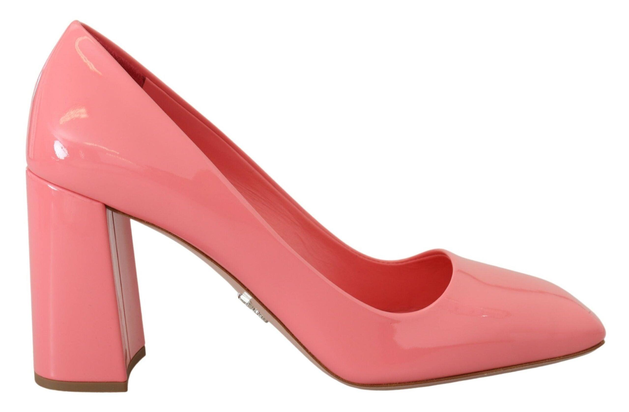 Prada Patent Leather Block Heels Pumps Classic in Pink | Lyst