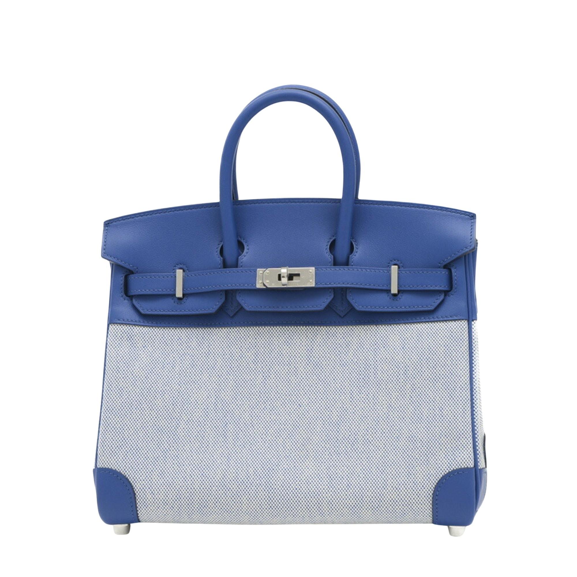 Hermès Birkin 25 Canvas Handbag (Pre-Owned) in Blue | Lyst