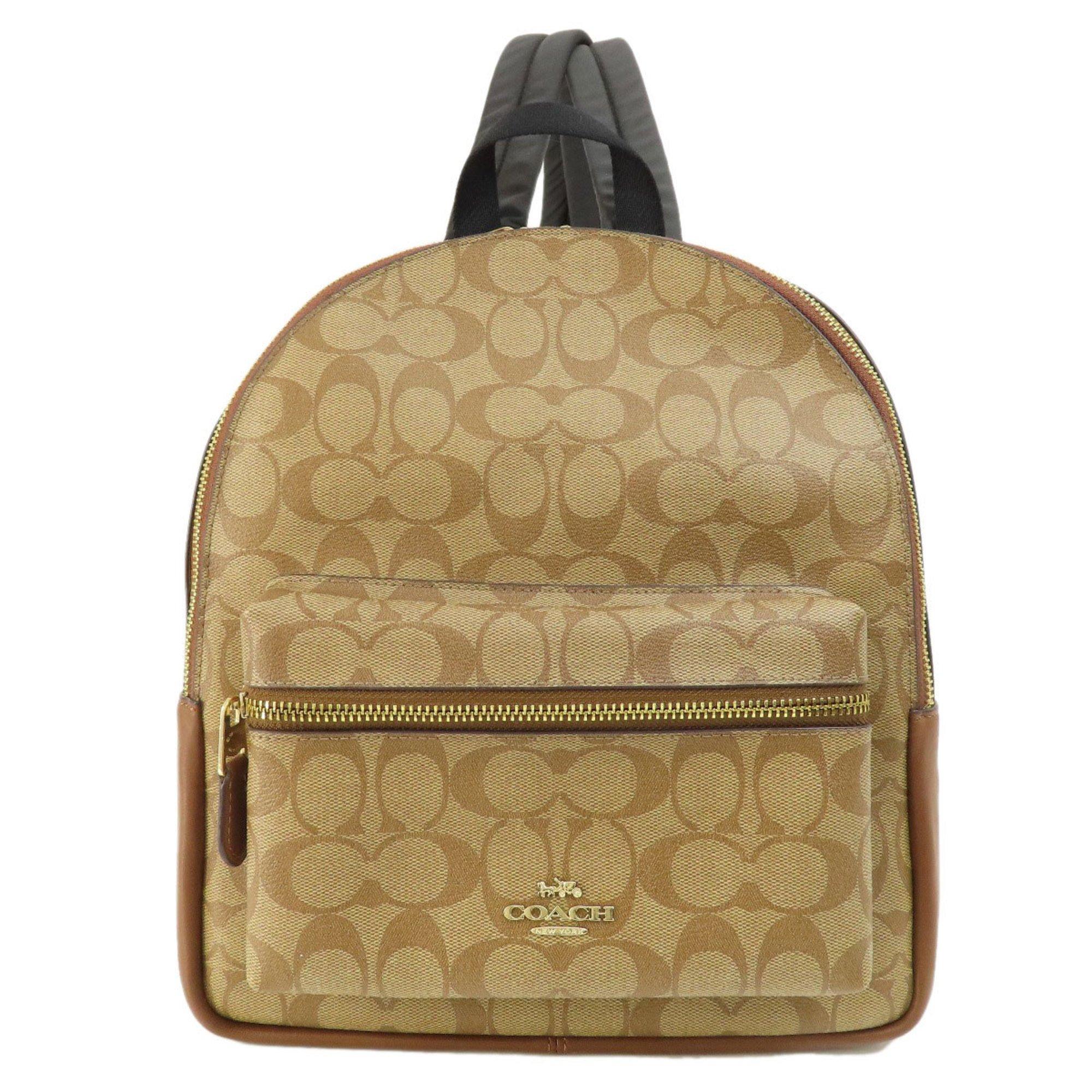 COACH Signature Canvas Backpack Bag (Pre-Owned) in Natural | Lyst