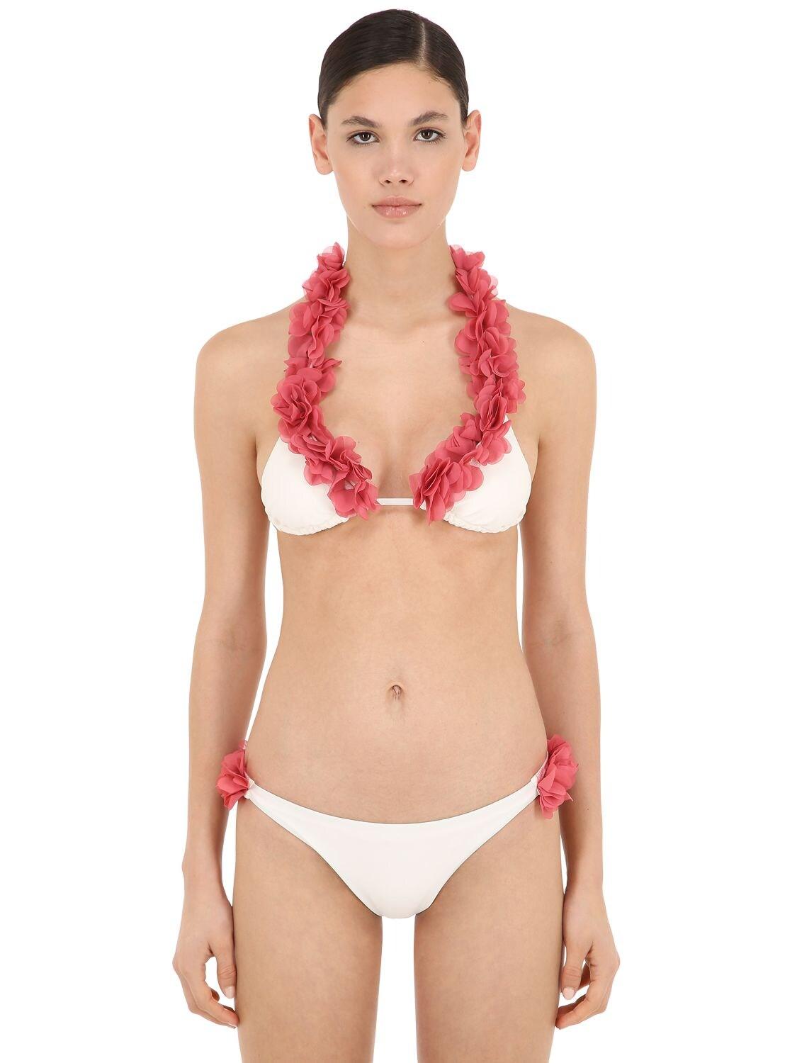 Larevêche Synthetic Jamilia Lycra Triangle Bikini In Ivory White Lyst