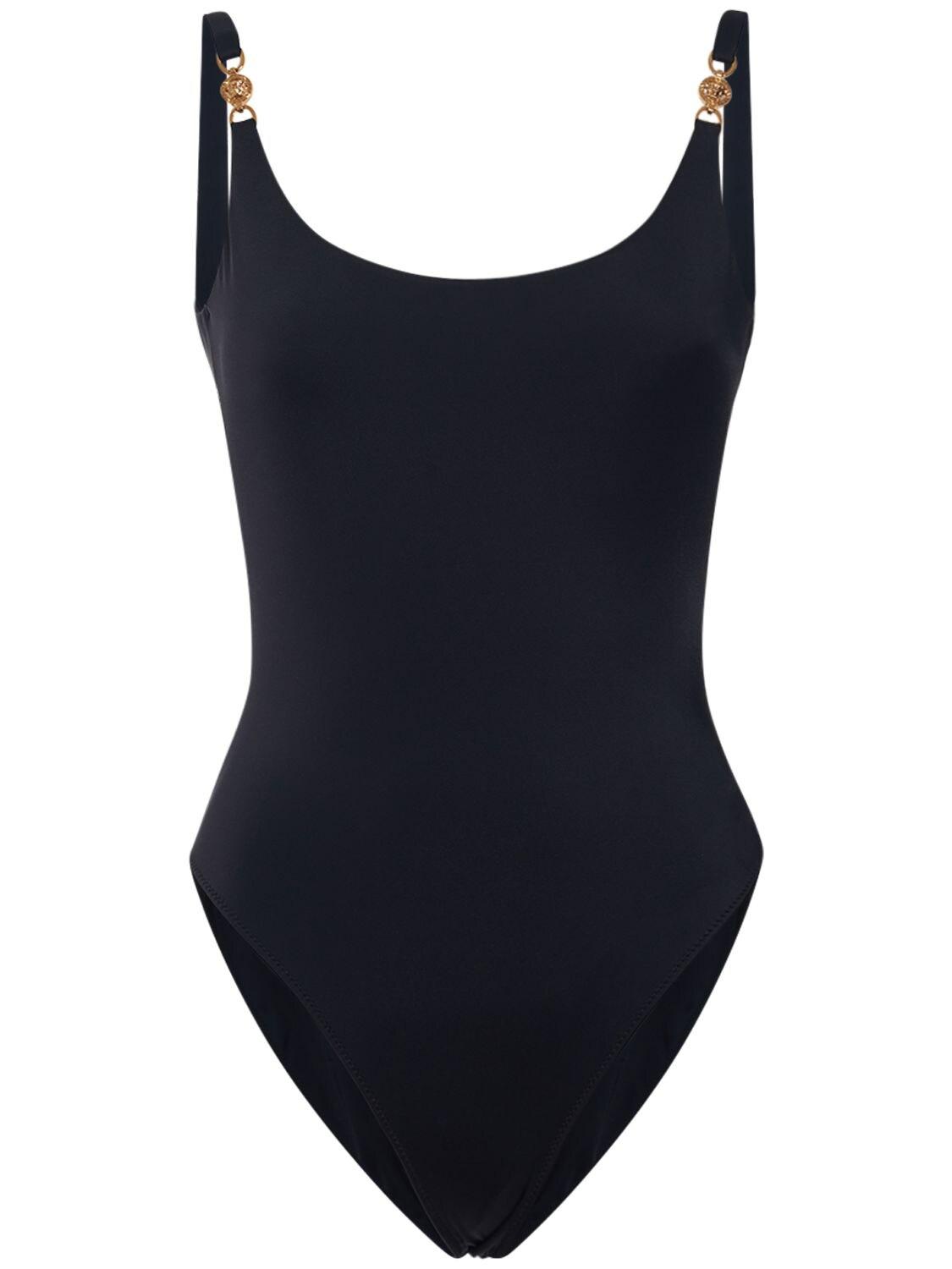 Versace Medusa Chain Strap One Piece Swimsuit In Blue Lyst Uk