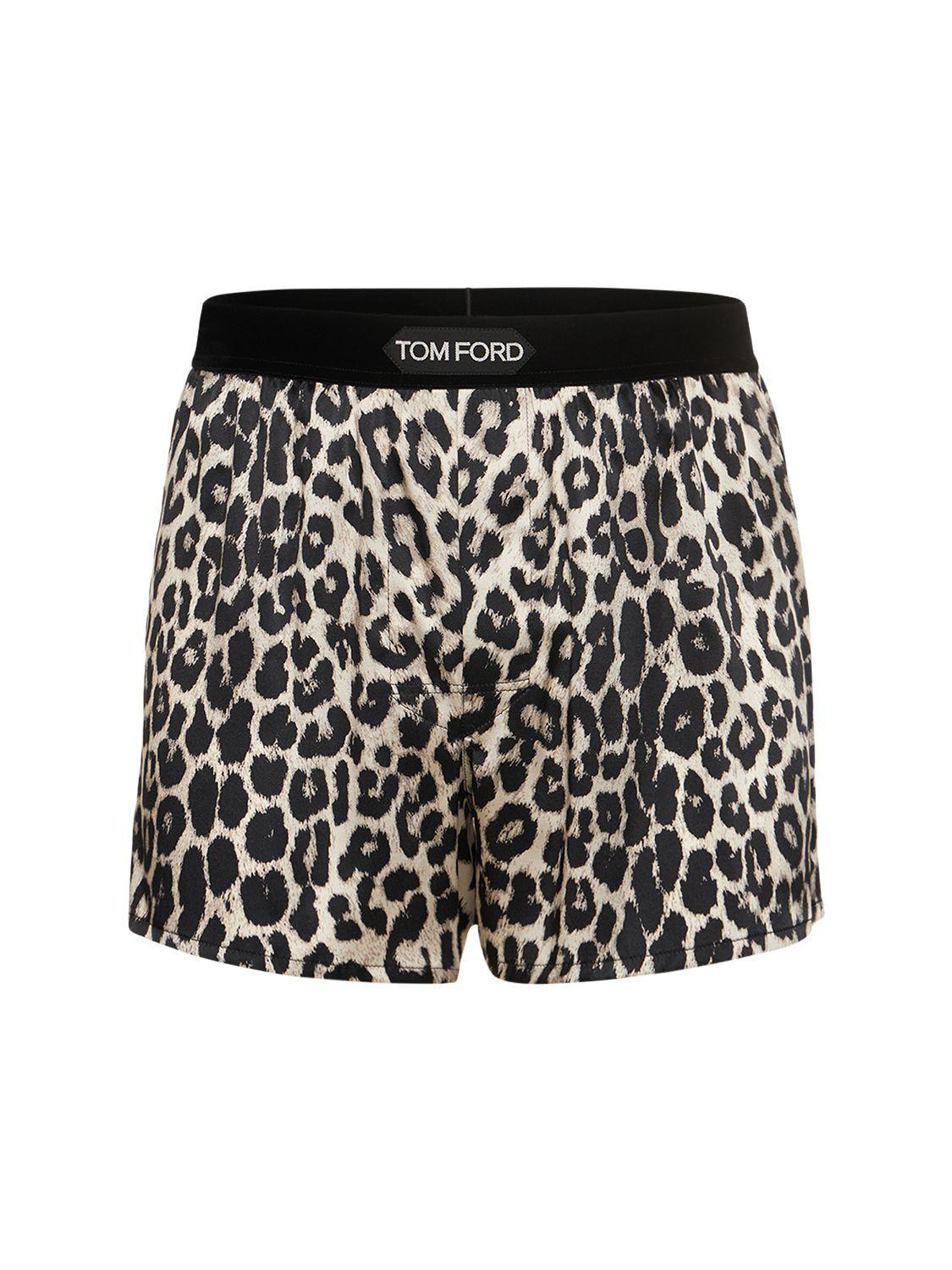 Tom Ford Snow Leopard Silk Blend Boxer Briefs In Black For Men Lyst