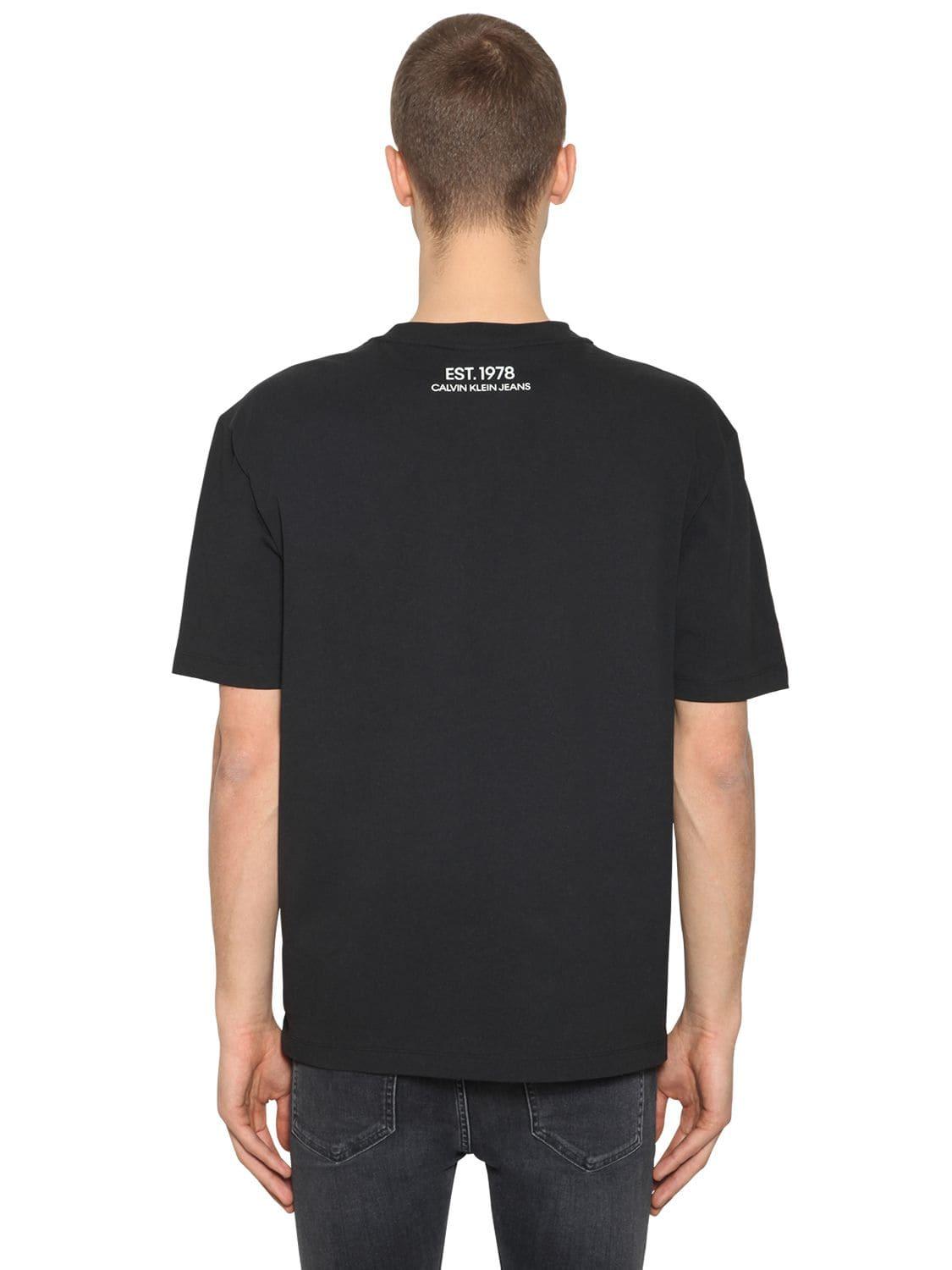 CALVIN KLEIN JEANS EST. 1978 Cotton Contrast Logo T-shirt in Black for ...