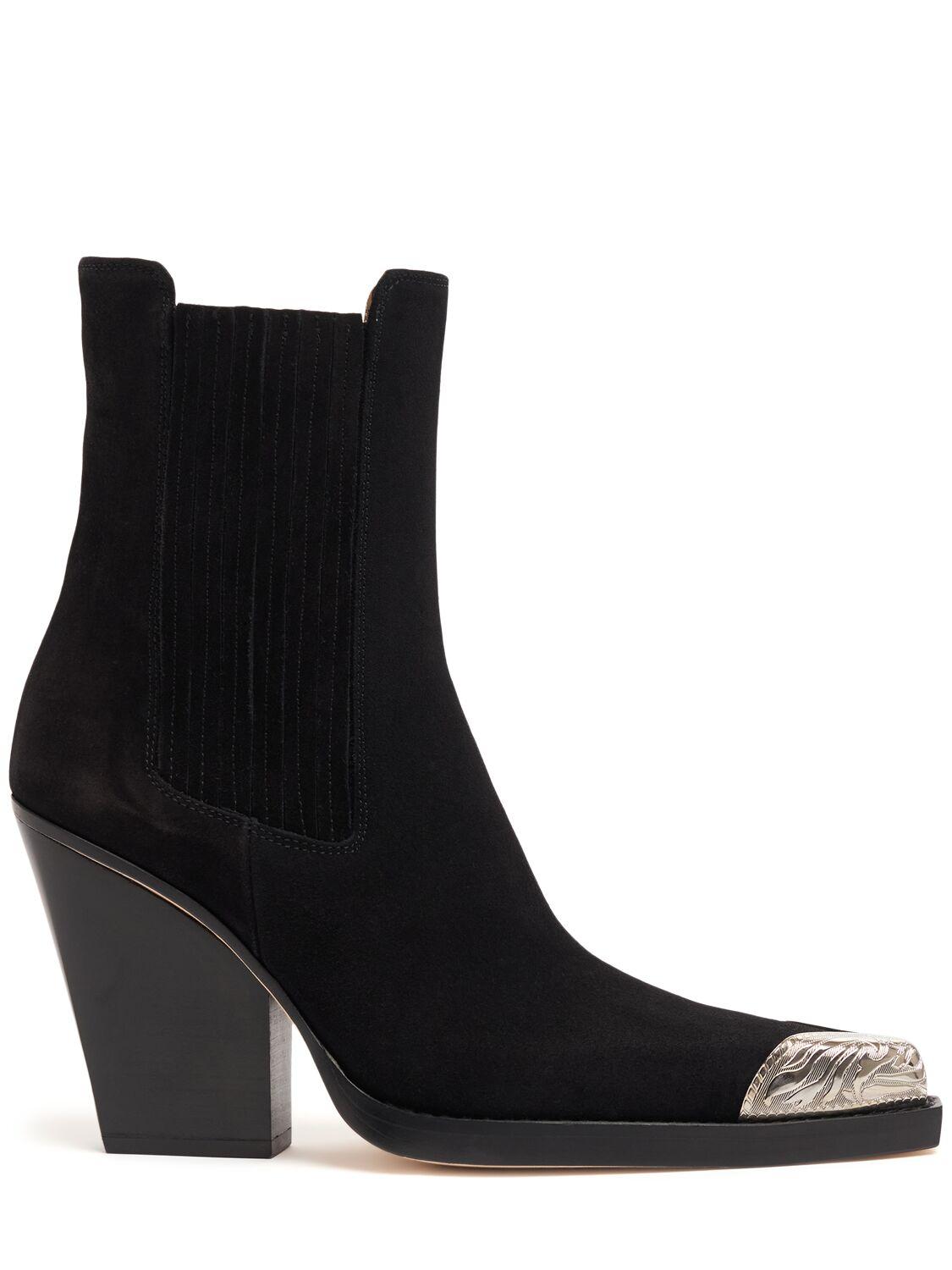 Paris Texas 100mm Dallas Suede Western Boots in Black | Lyst