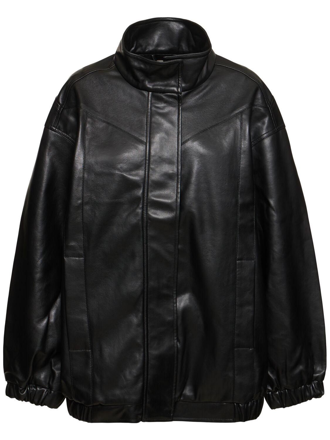 THE GARMENT Brooklyn Faux Leather Bomber Jacket in Black | Lyst