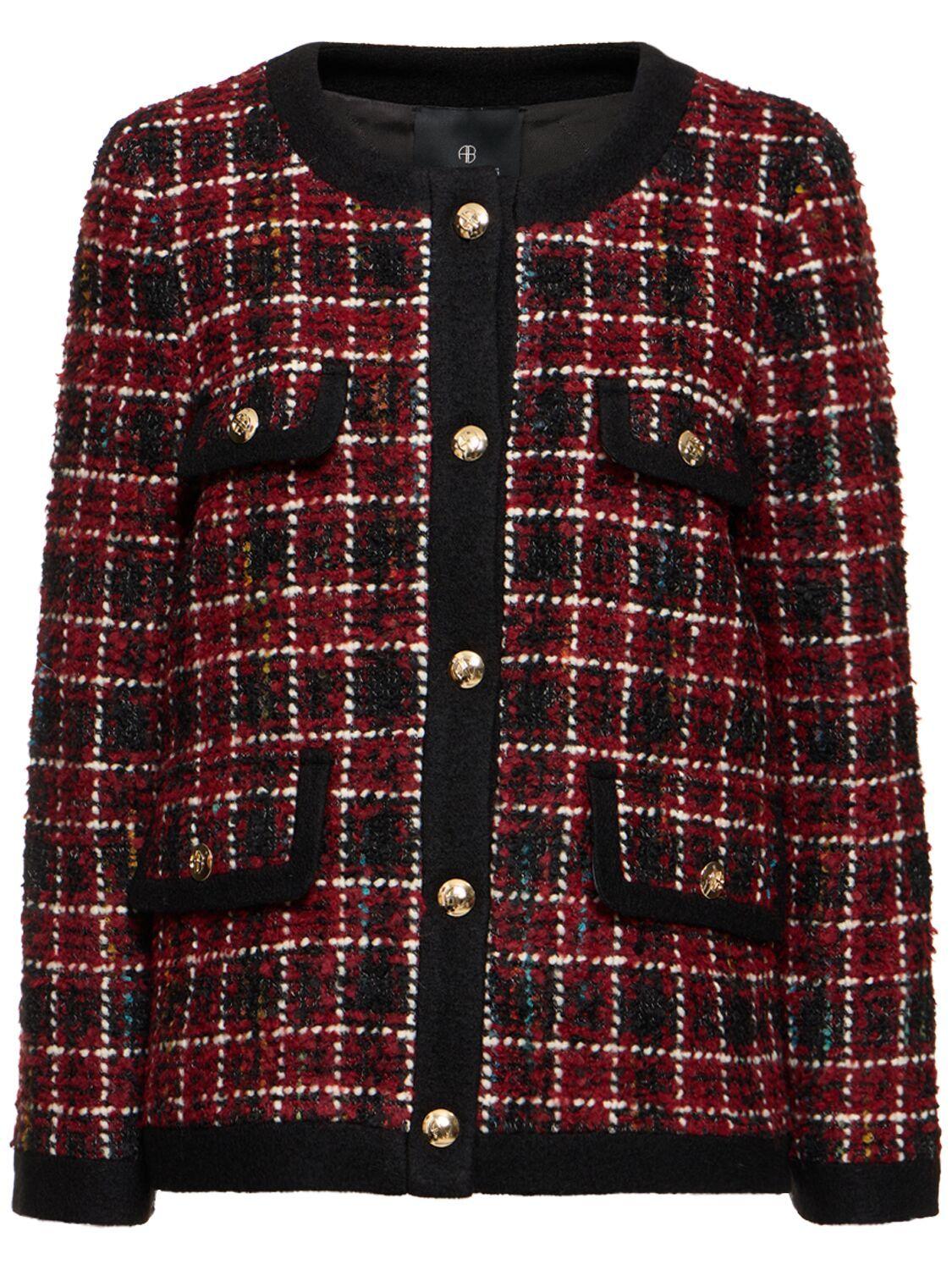 Anine Bing Lydia Plaid Wool Blend Jacket in Red | Lyst