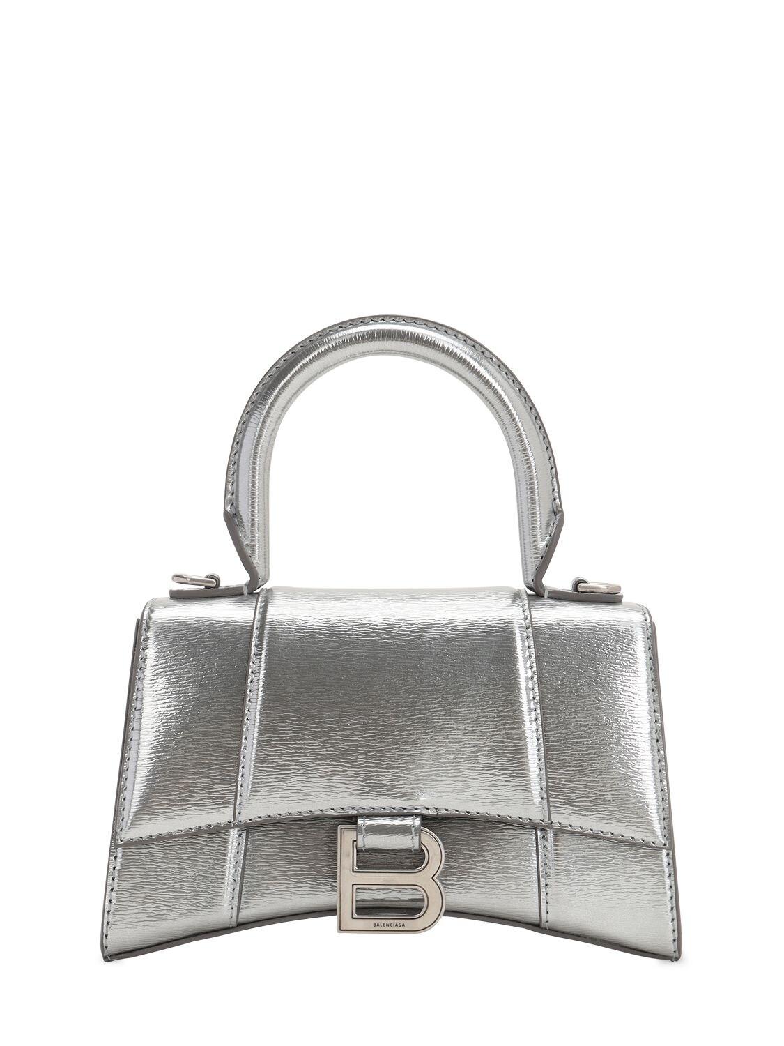 Balenciaga Hourglass Xs Top Handle Bag In Metallic Calfskin | Lyst